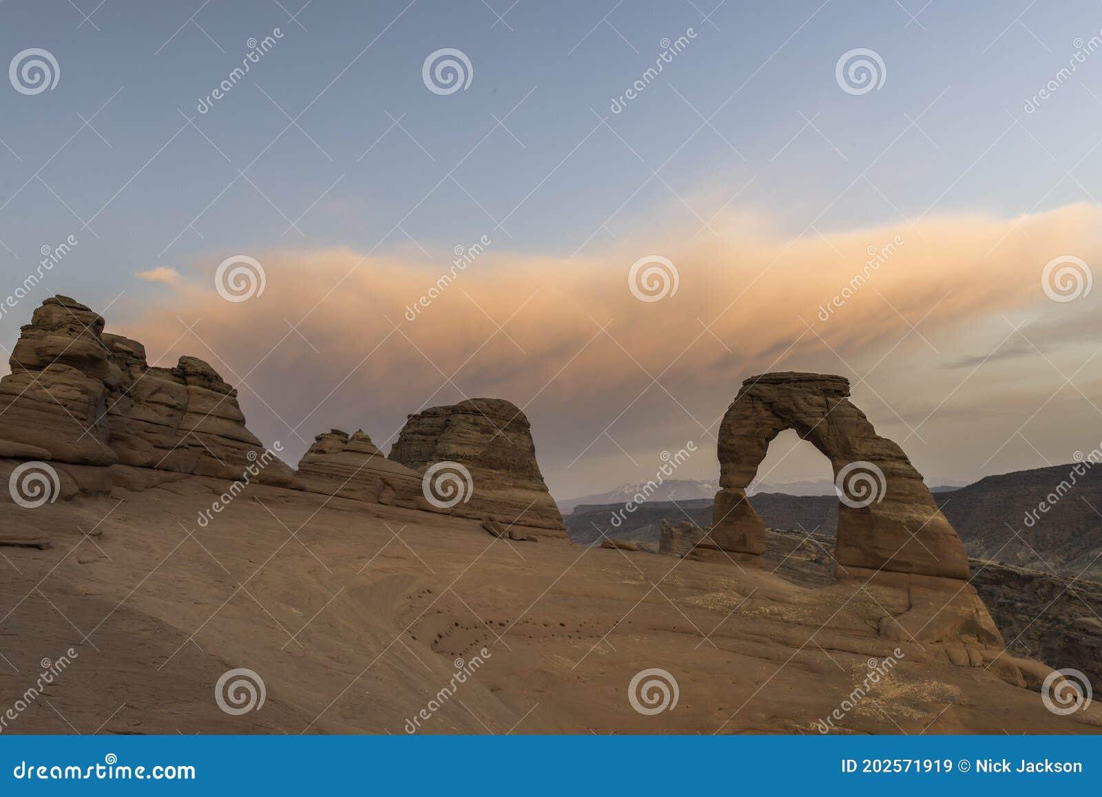 Sunset Behind Delicate Arch, Arches National Park, Utah Stock Image ...