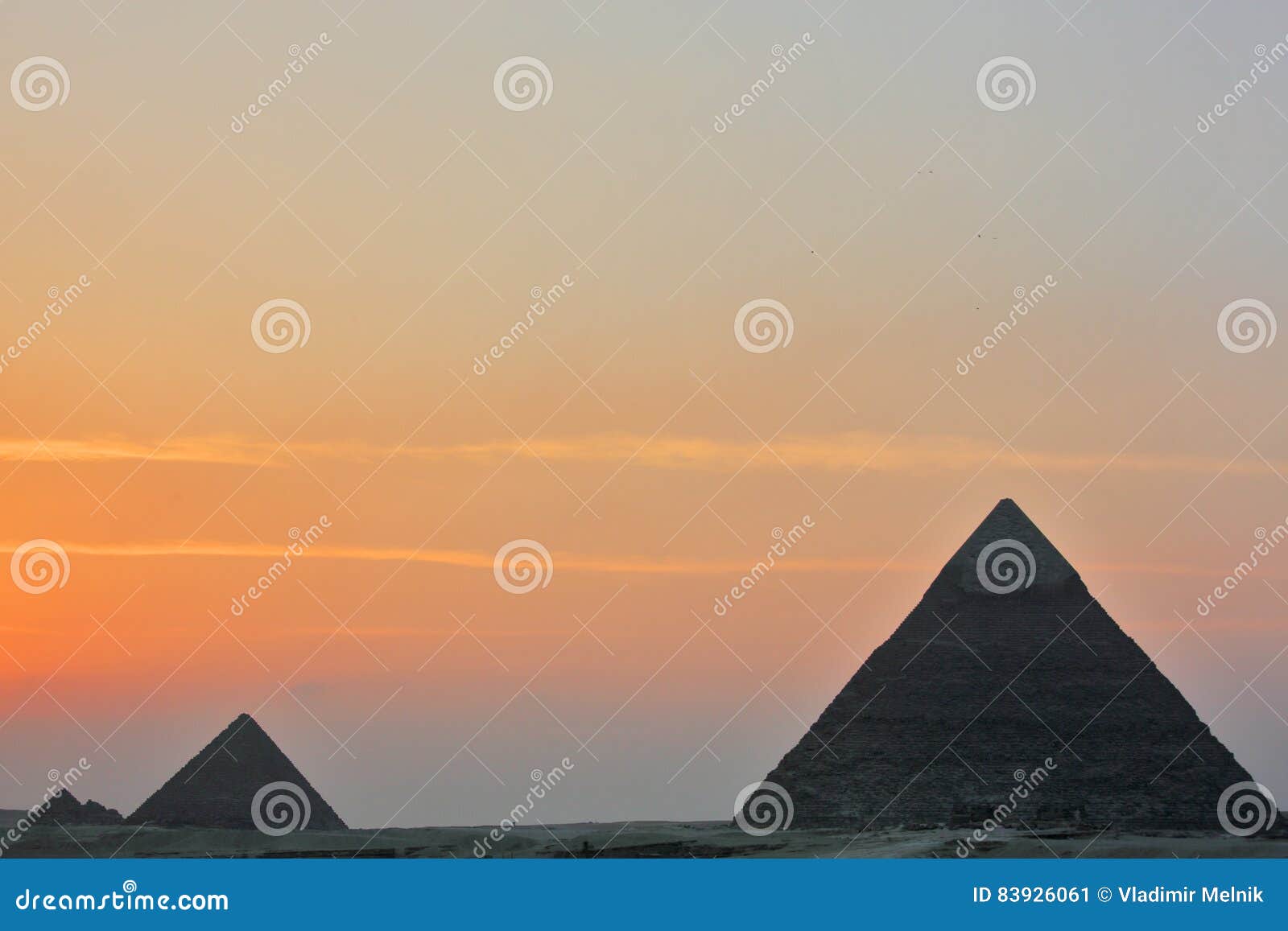 Sunset Behind Distant Egyptian Pyramids Stock Image - Image of monument ...