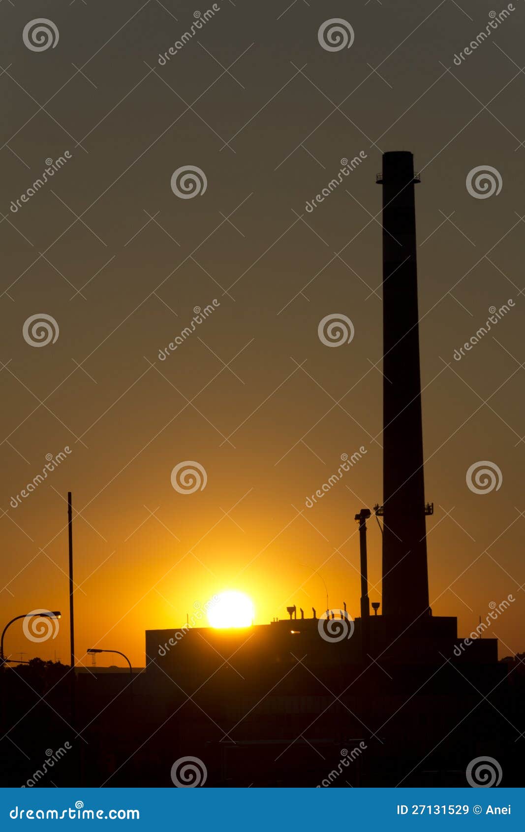 Sunset Behind a Factory Chimney Stock Image - Image of towering ...