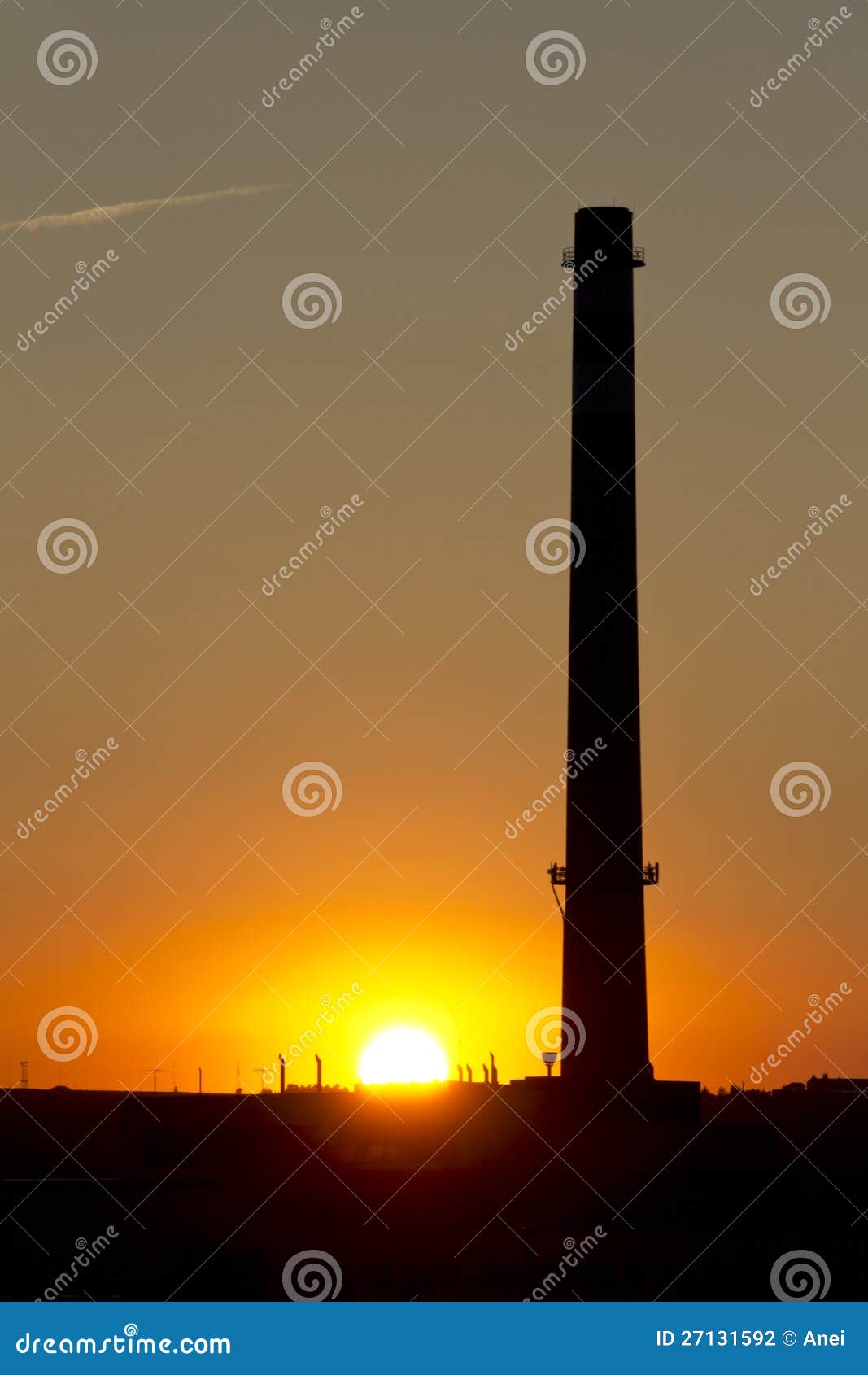 Sunset Behind a Factory Chimney Stock Photo - Image of exhaust ...