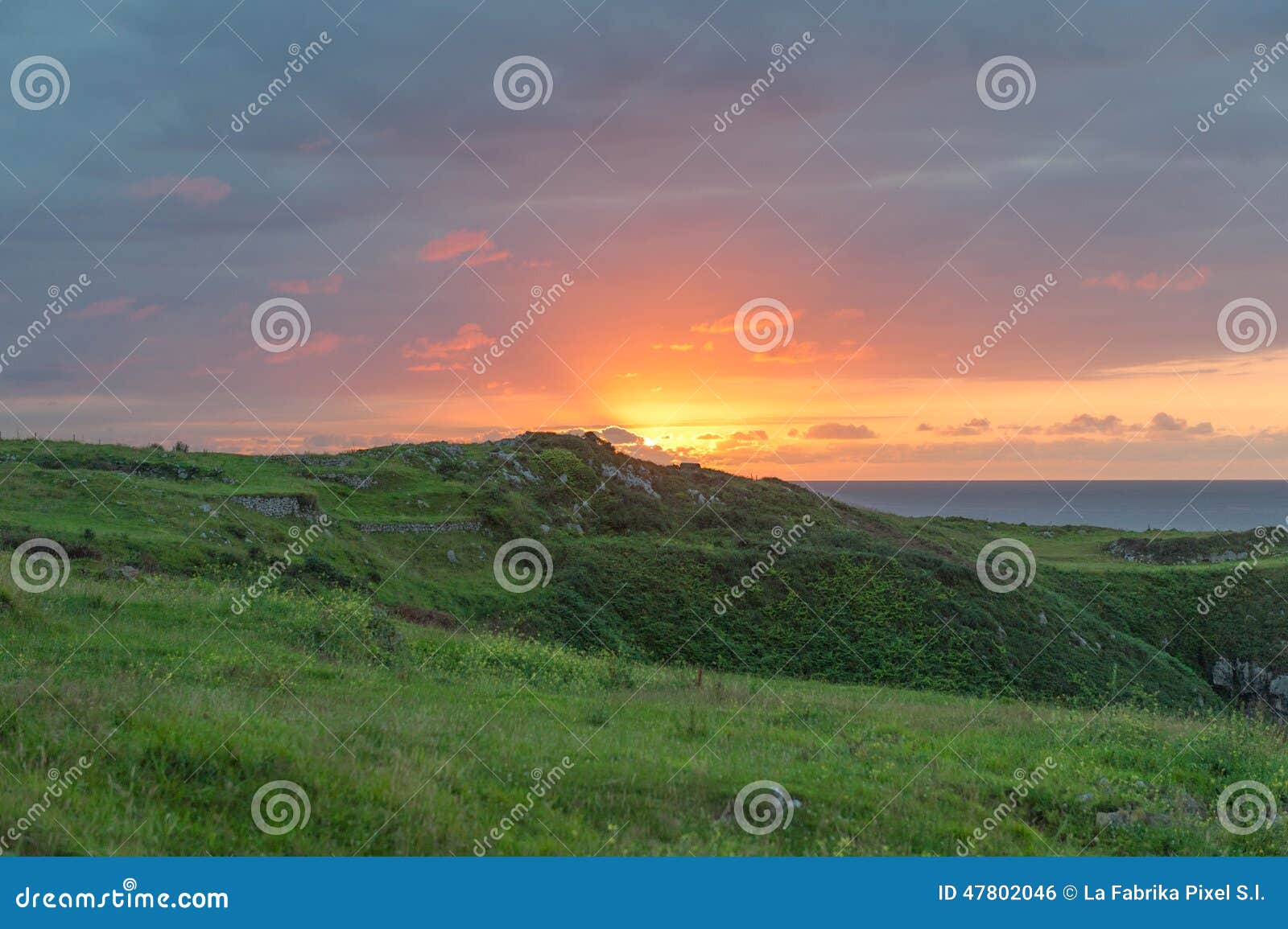 Sunset behind hills stock photo. Image of wild, land - 47802046