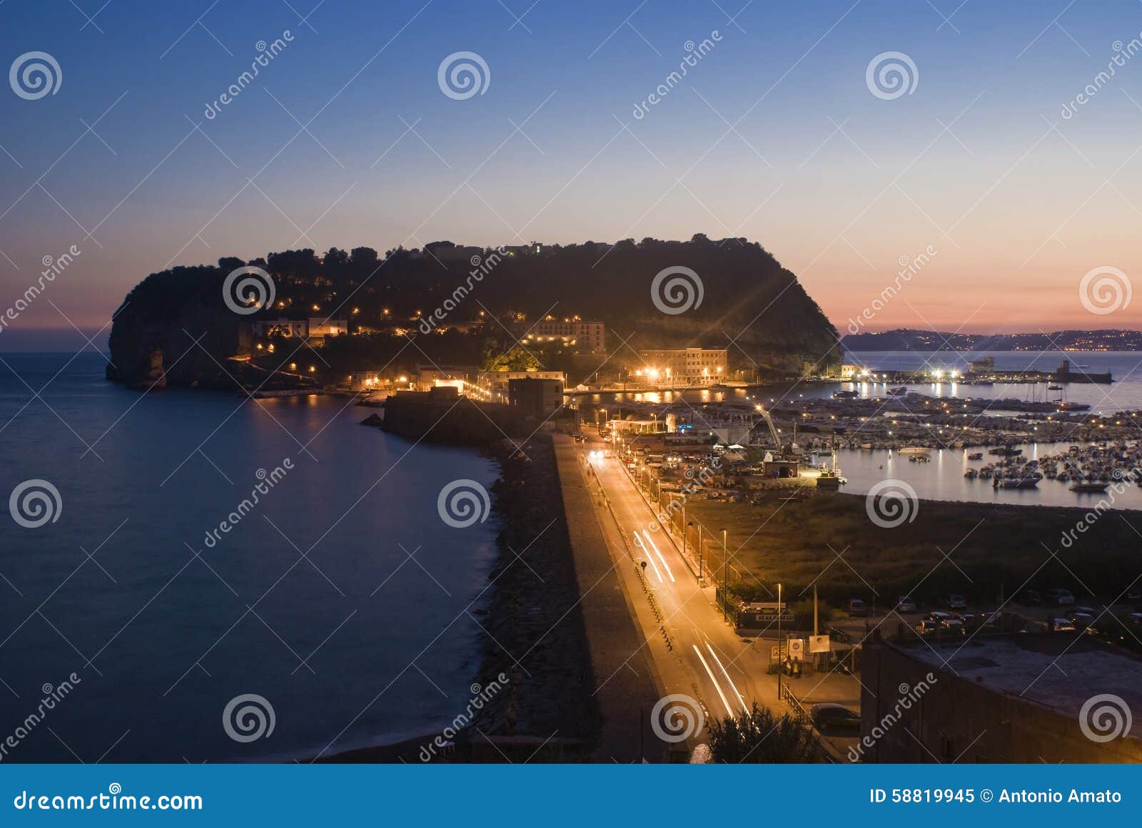 Sunset Behind the Island of Nisida, Naples Editorial Image - Image of ...