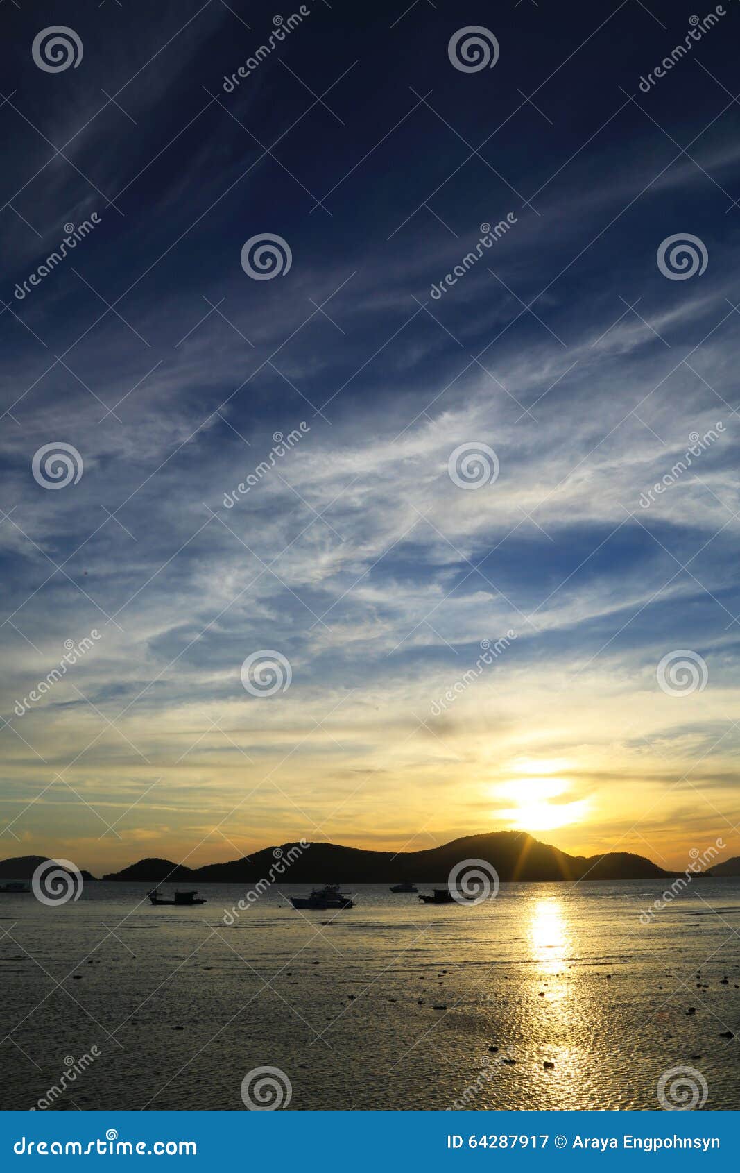 Sunset Behind Mountain stock image. Image of canoe, dawn - 64287917