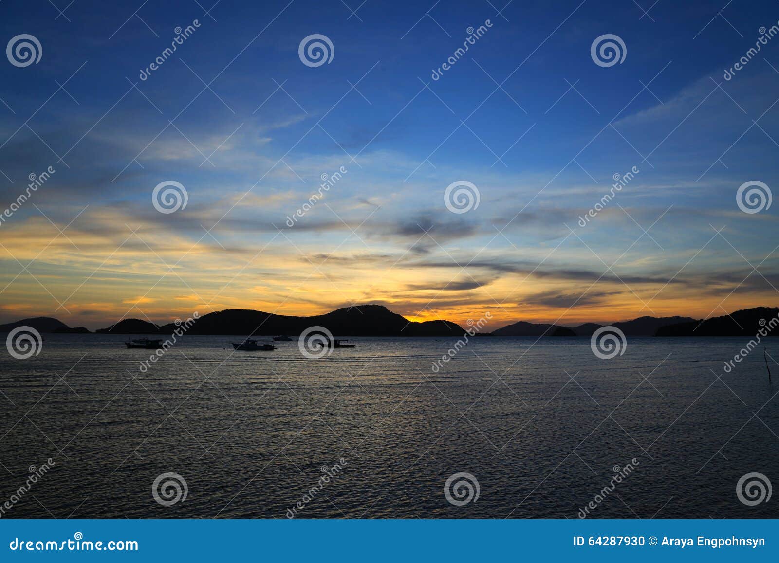Sunset Behind Mountain stock photo. Image of pond, basin - 64287930