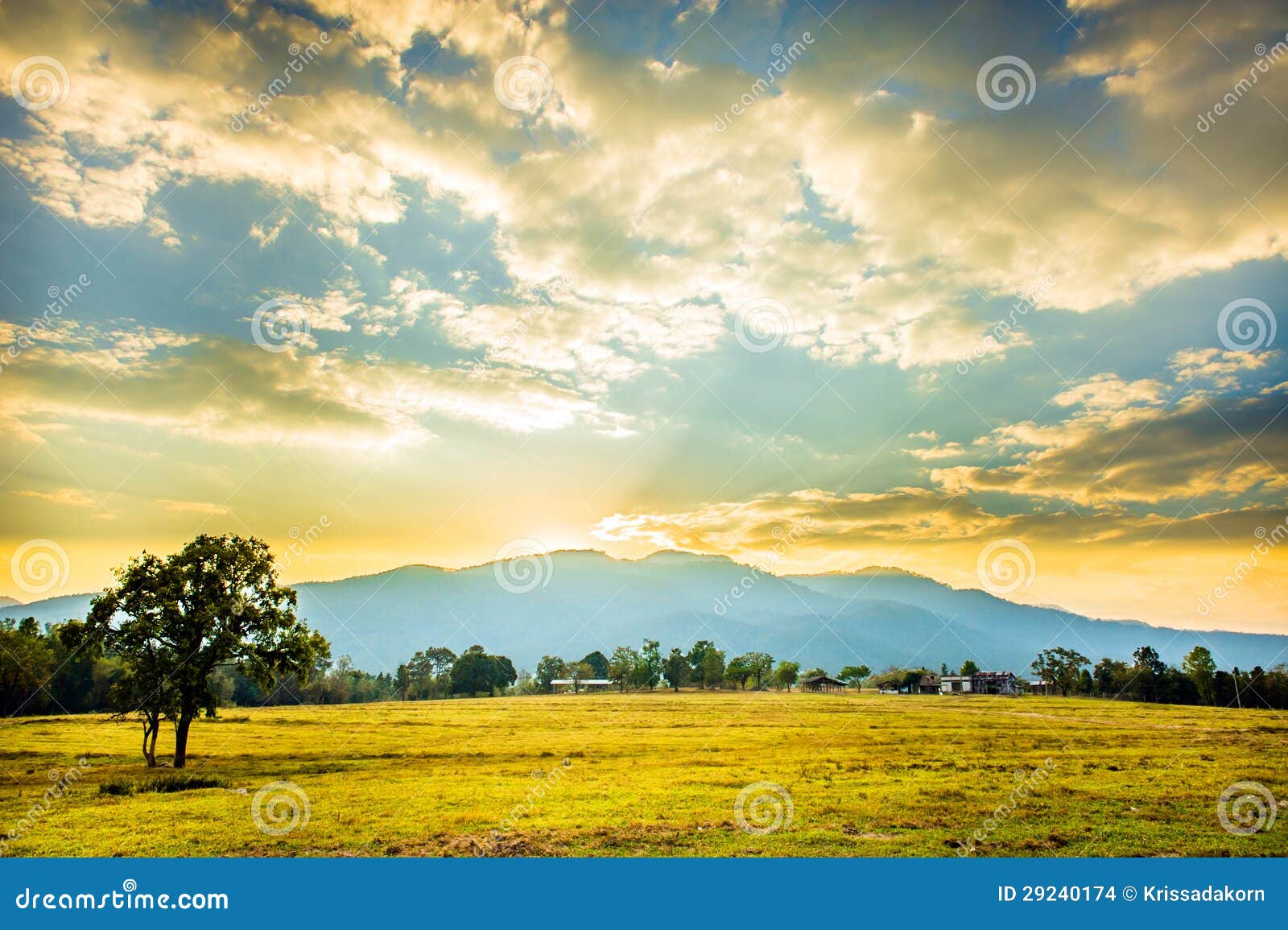 Sunset Behind the Mountains. Stock Photo - Image of background, idyllic ...