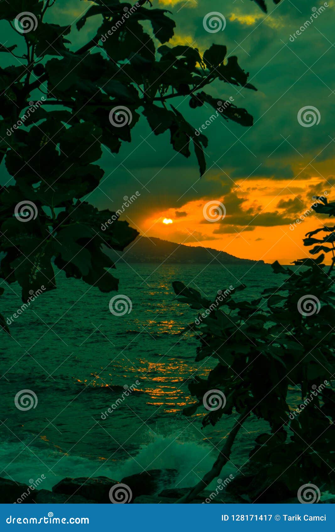 Sunset Behind the Mountains Stock Image - Image of colorful, wave ...