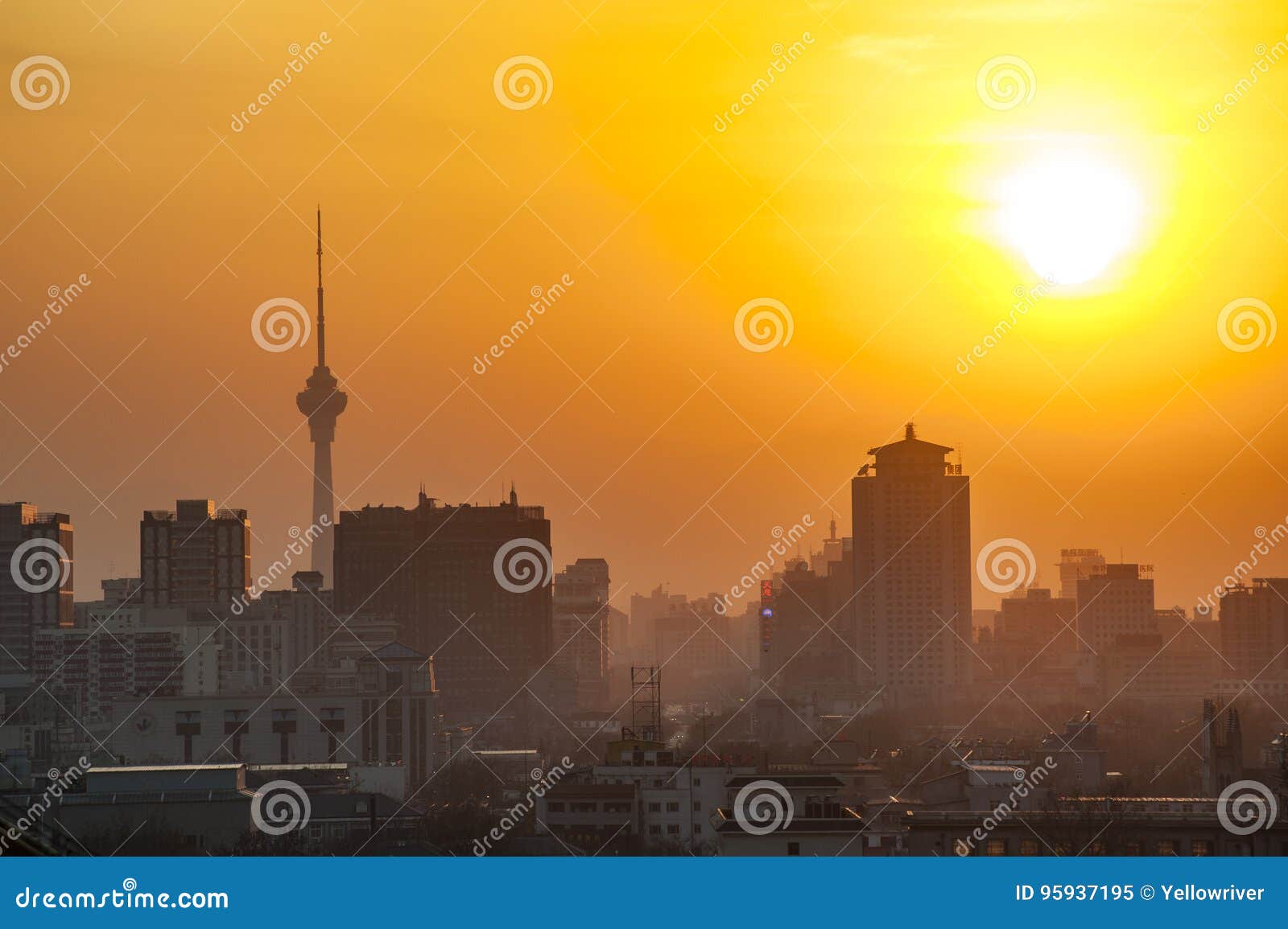 Sunset in Beijing editorial image. Image of financial - 95937195