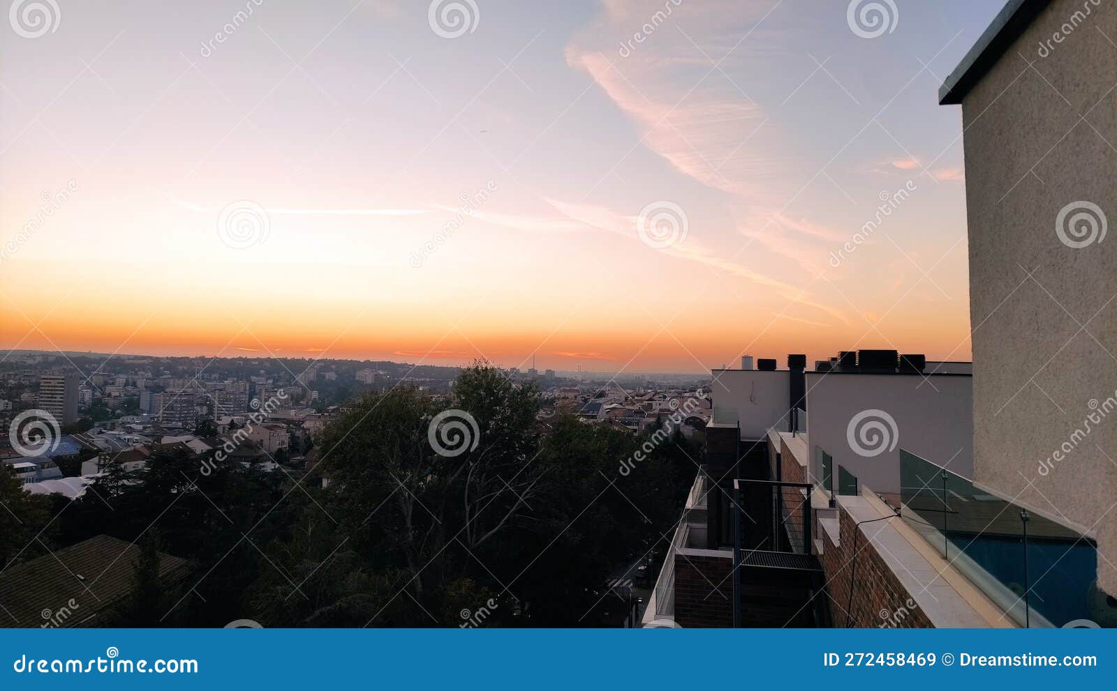 Sunset Belgrade rooftop editorial stock image. Image of buildings ...