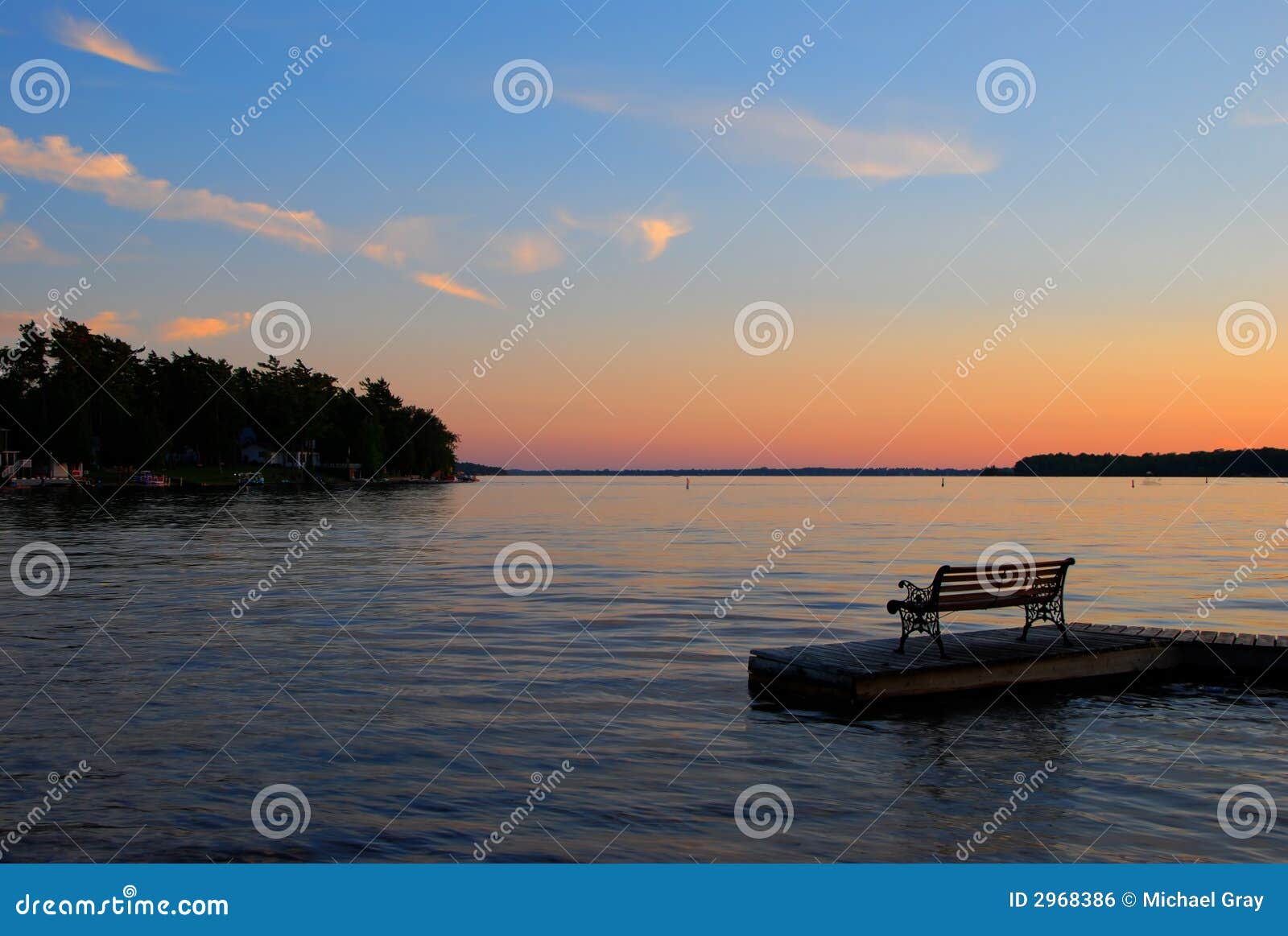 Sunset Bench stock photo. Image of view, river, paradise - 2968386
