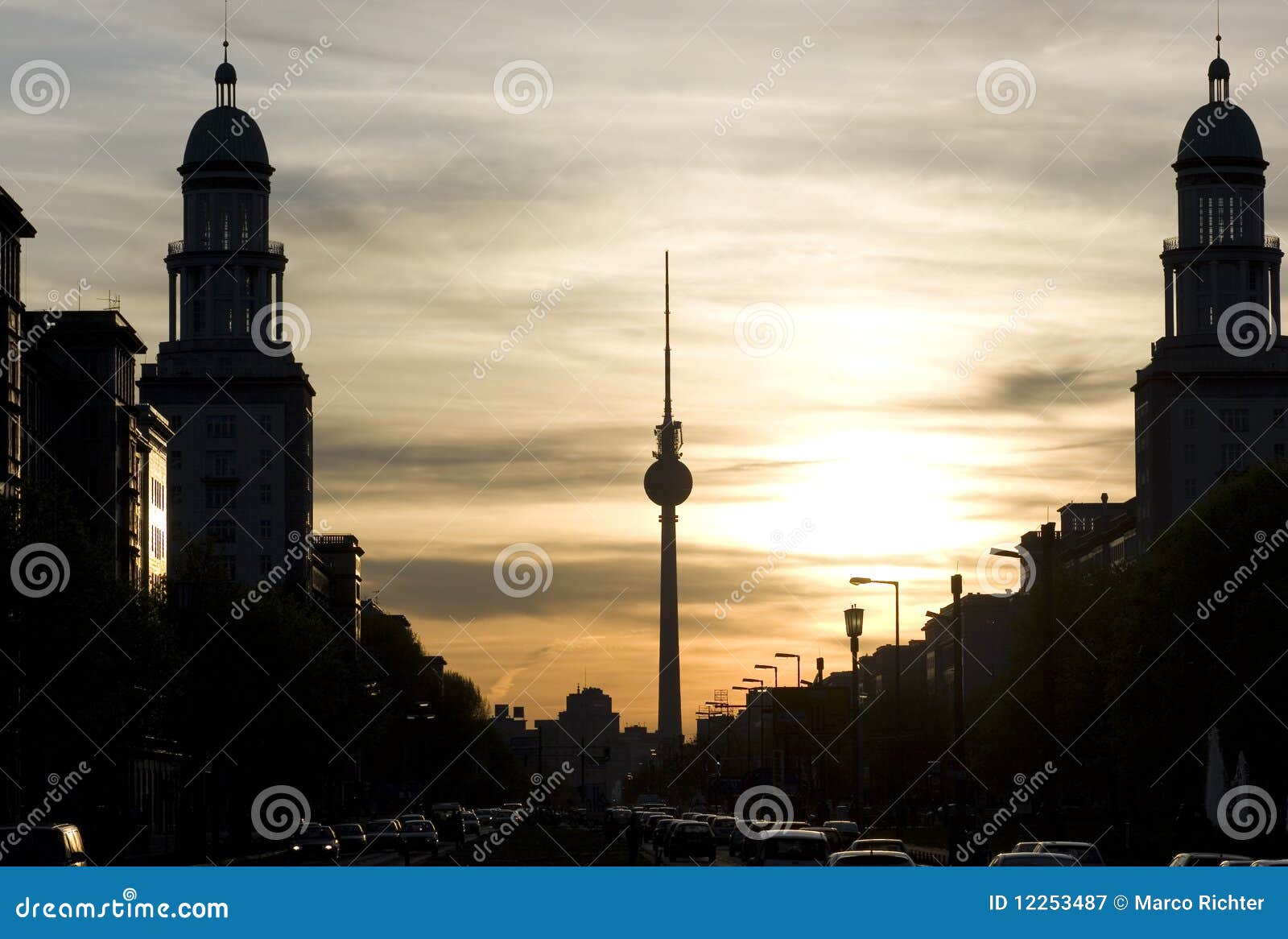 Sunset in Berlin stock image. Image of building, broadcast - 12253487
