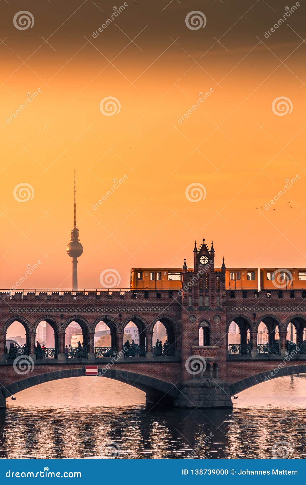 Sunset in Berlin stock photo. Image of oberbaum, cityscape - 138739000