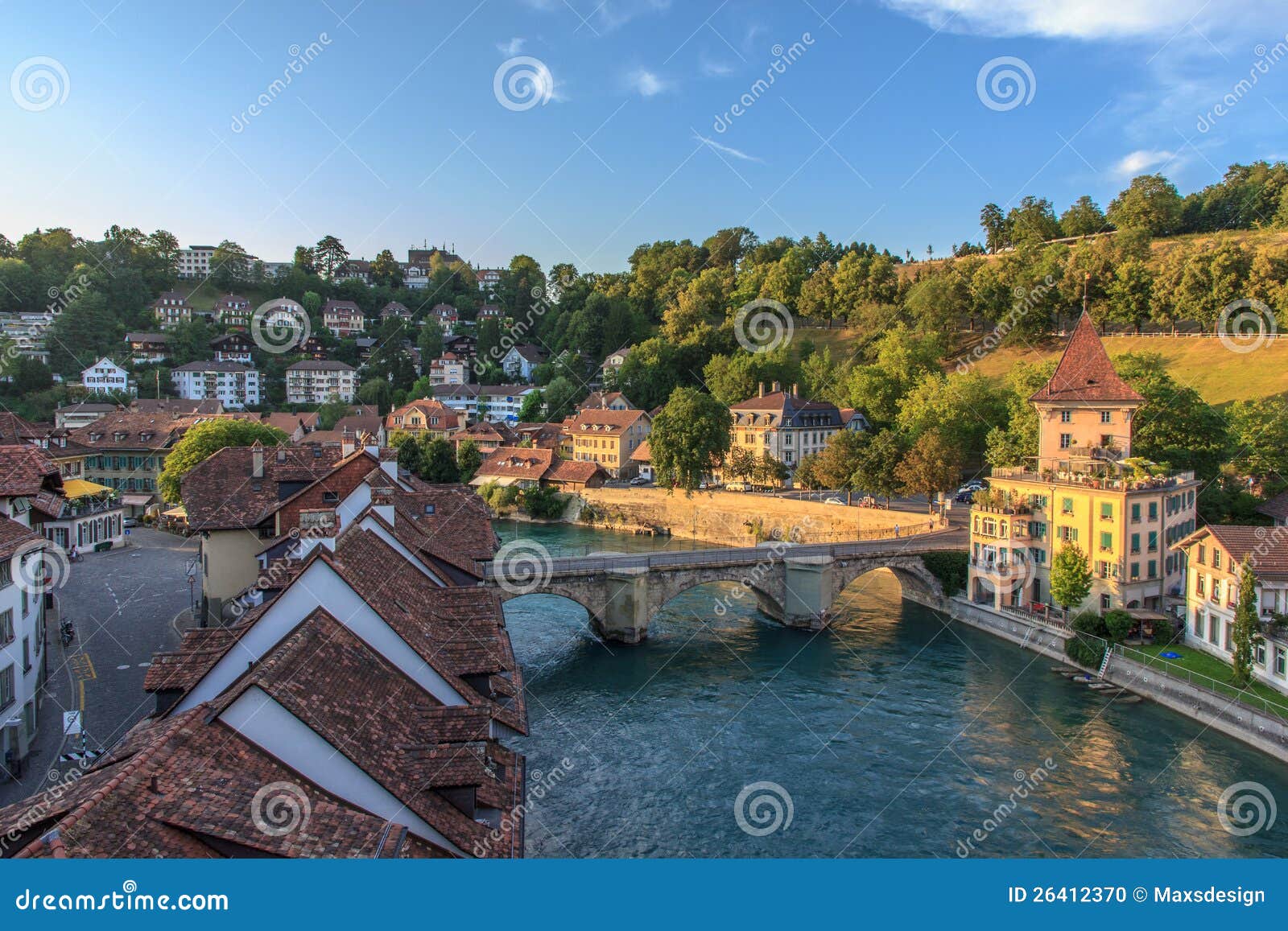 Sunset in Bern stock photo. Image of sunset, bern, embankment - 26412370