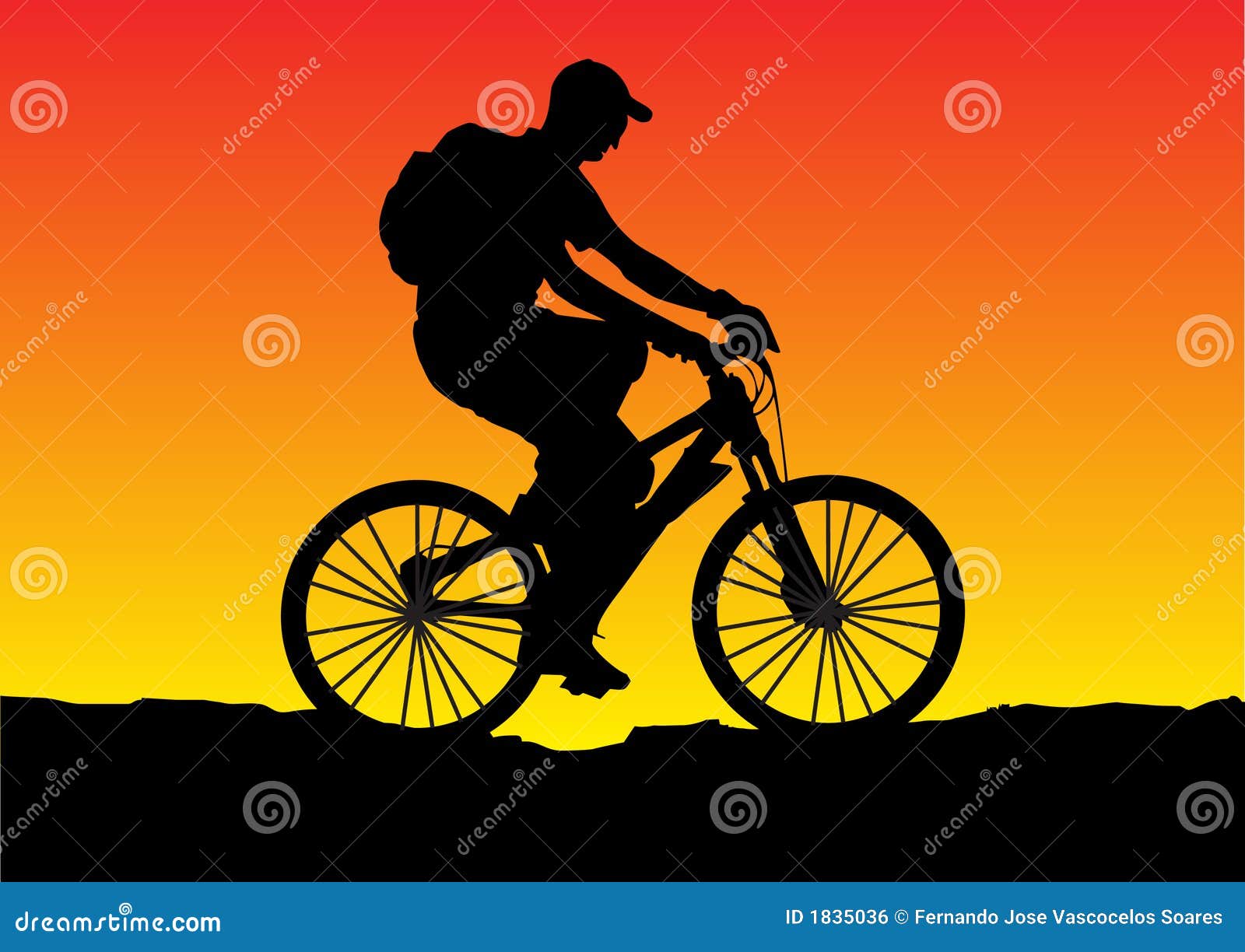 Sunset bicycle stock vector. Illustration of backpack - 1835036