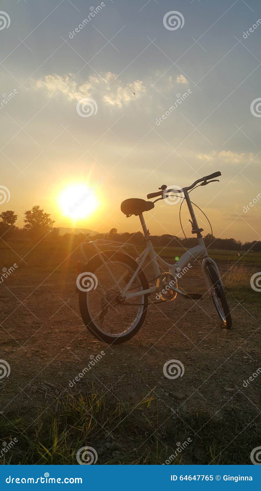 Sunset stock image. Image of bicycle, sunset, evening - 64647765