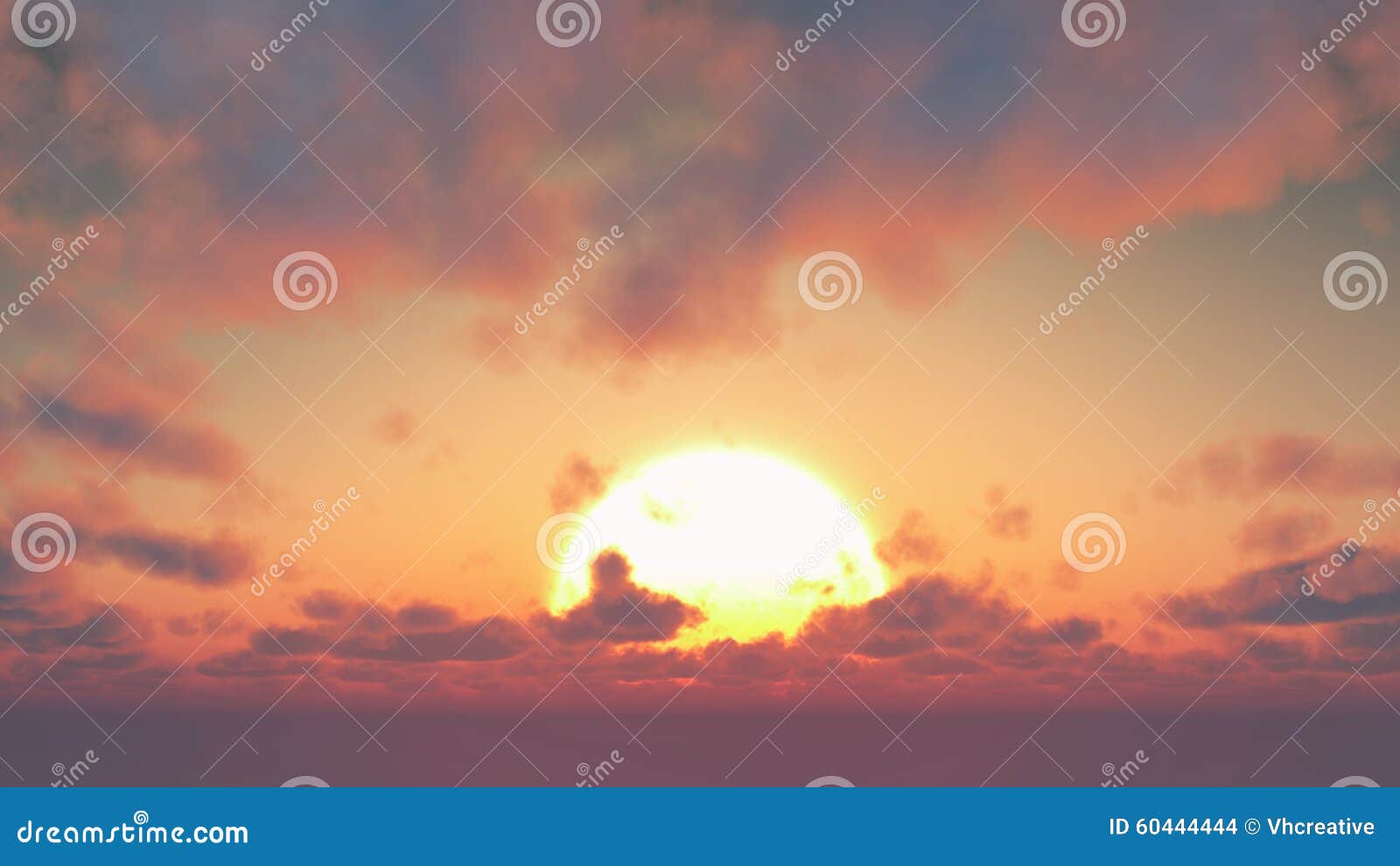 Sunset - Big Sun and Cumulus Clouds Stock Photo - Image of clouds ...