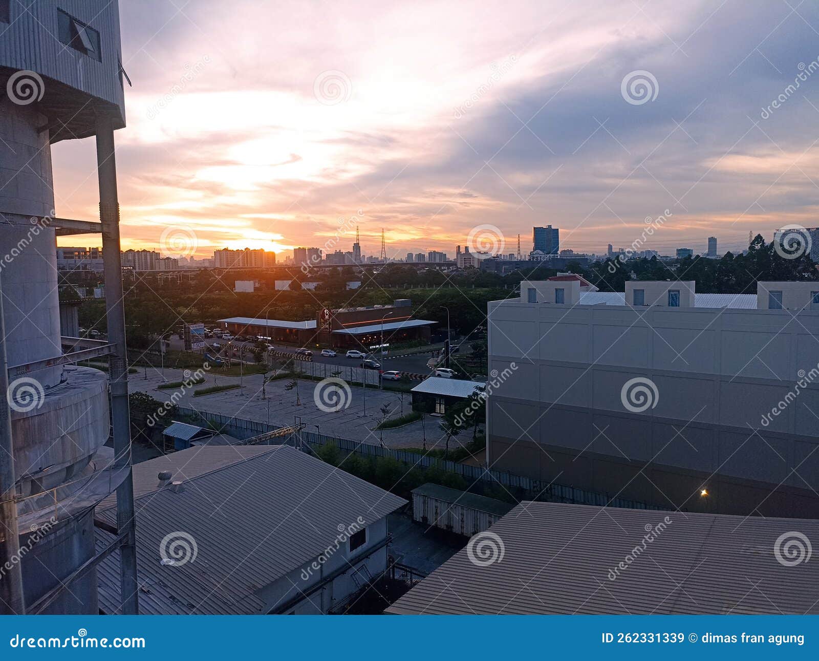 Sunset and Blu Sky in Top View Stock Image - Image of jakarta, view ...