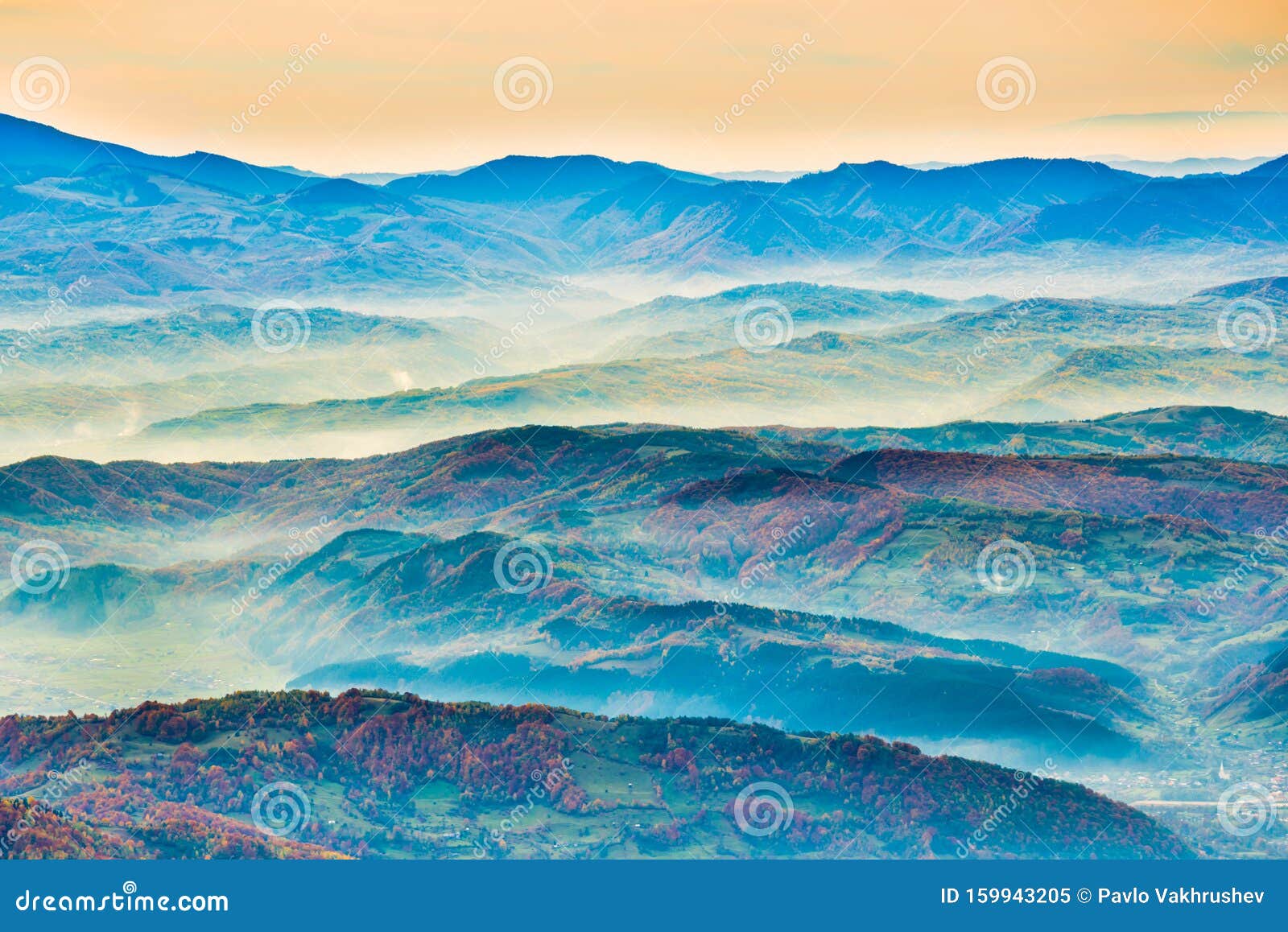 Sunset in Blue Mountains and Hills Stock Image - Image of nature, blue ...