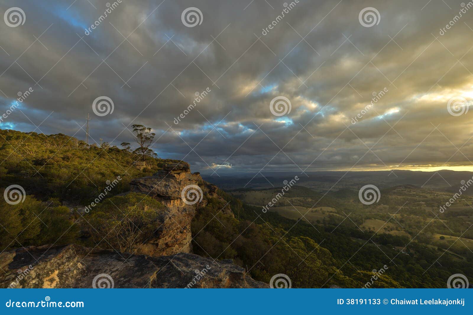 Sunset from Blue Mountains National Park. Stock Image - Image of forest ...