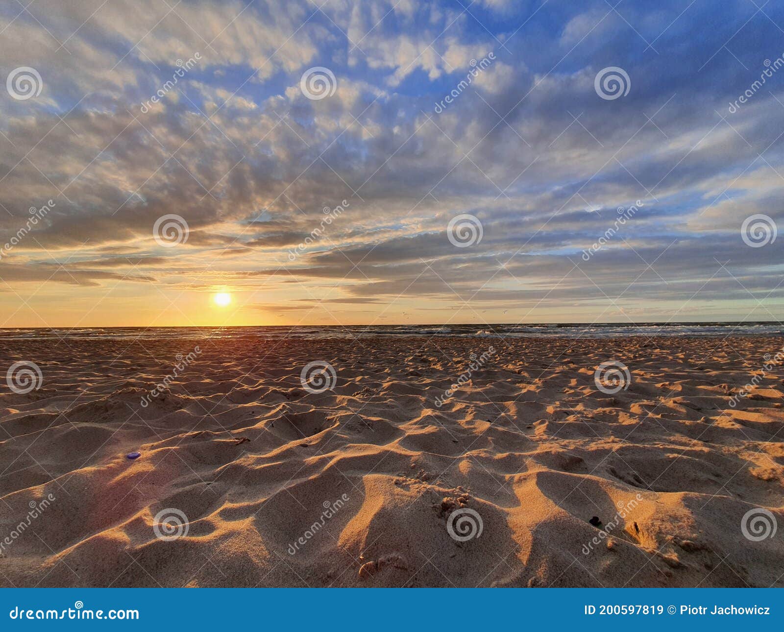 Sunset and Blue Sky on the Beach Stock Image - Image of shore, sand ...