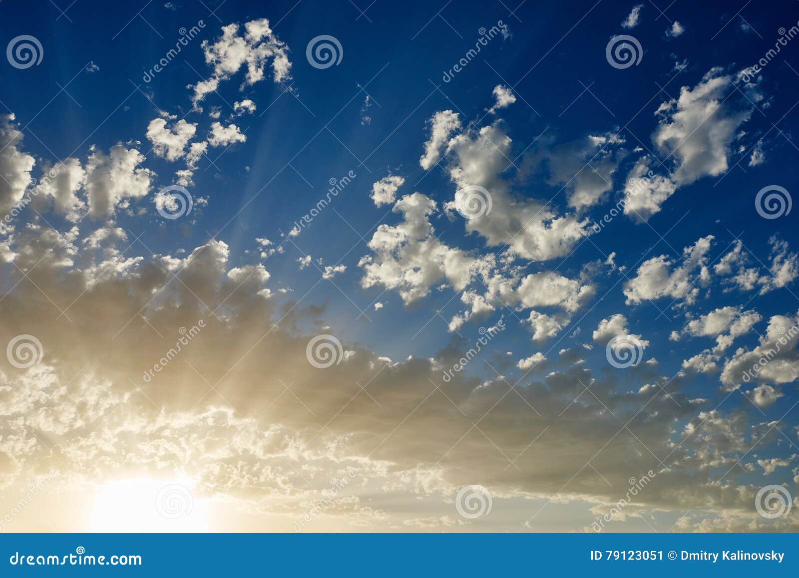 Sunset with Blue Sky and Clouds Stock Image - Image of beautiful, light ...