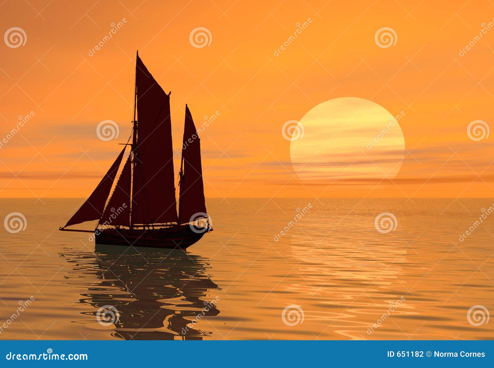 Sunset boat stock illustration. Illustration of ocaean - 651182