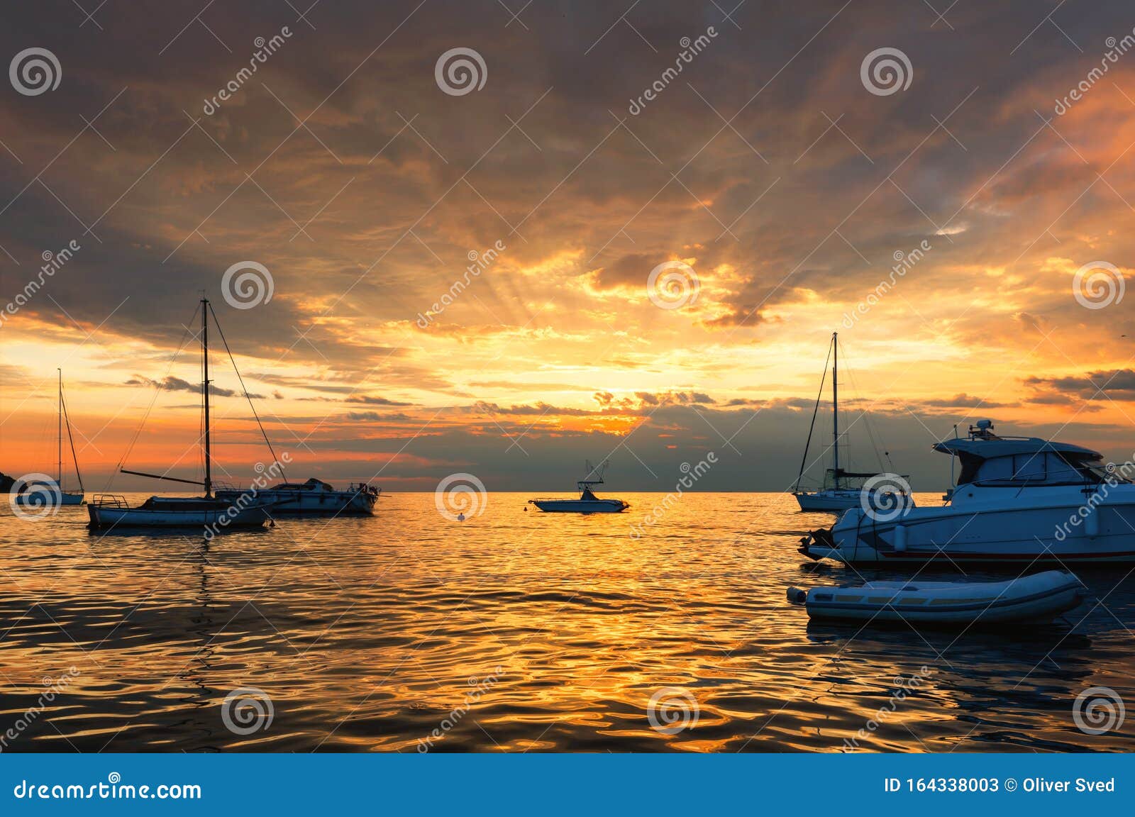 Sunset at Boat Marina with Dramatic Sky Stock Image - Image of harbor ...
