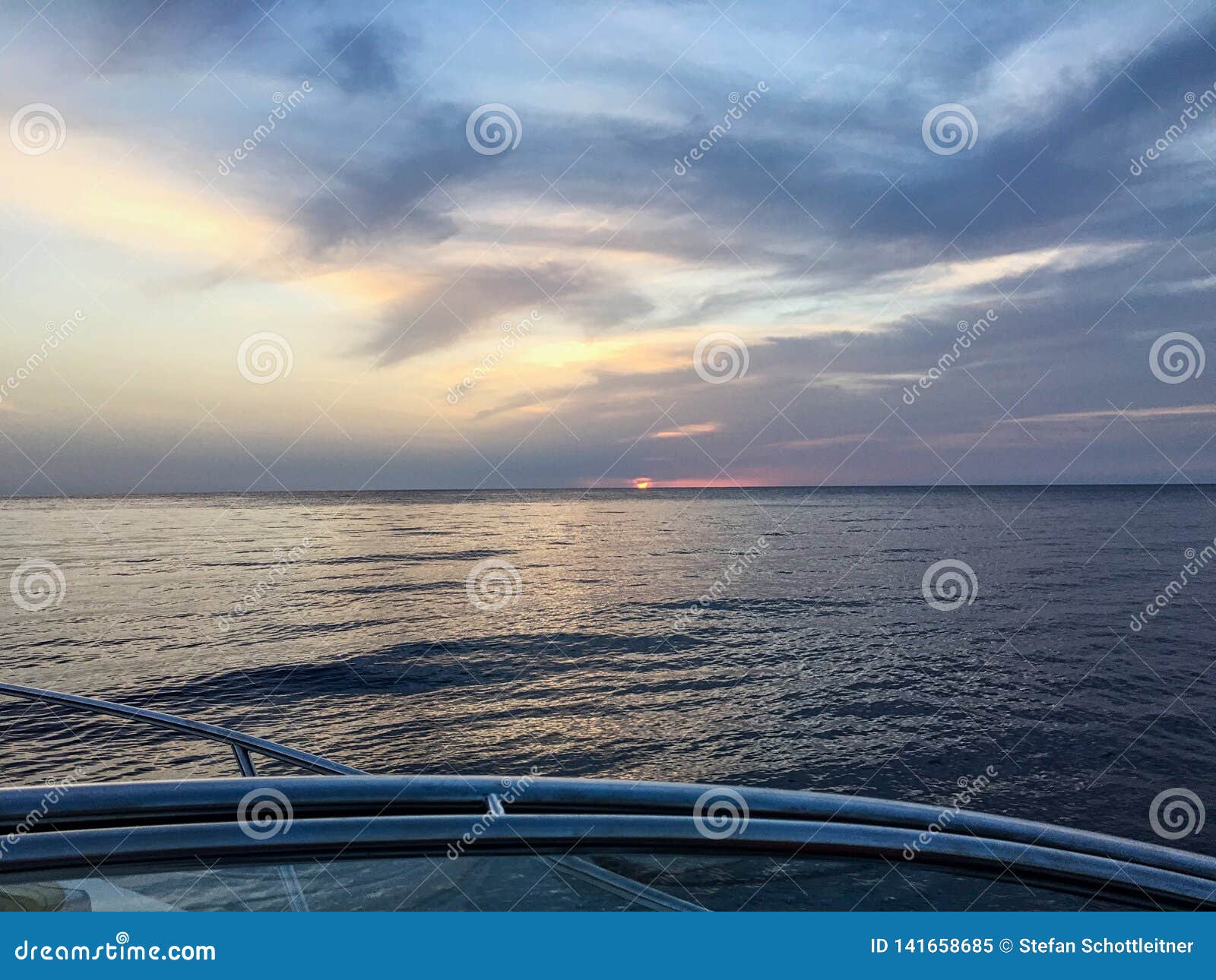 Sunset on the Boat Open Water Stock Image - Image of race, holiday ...