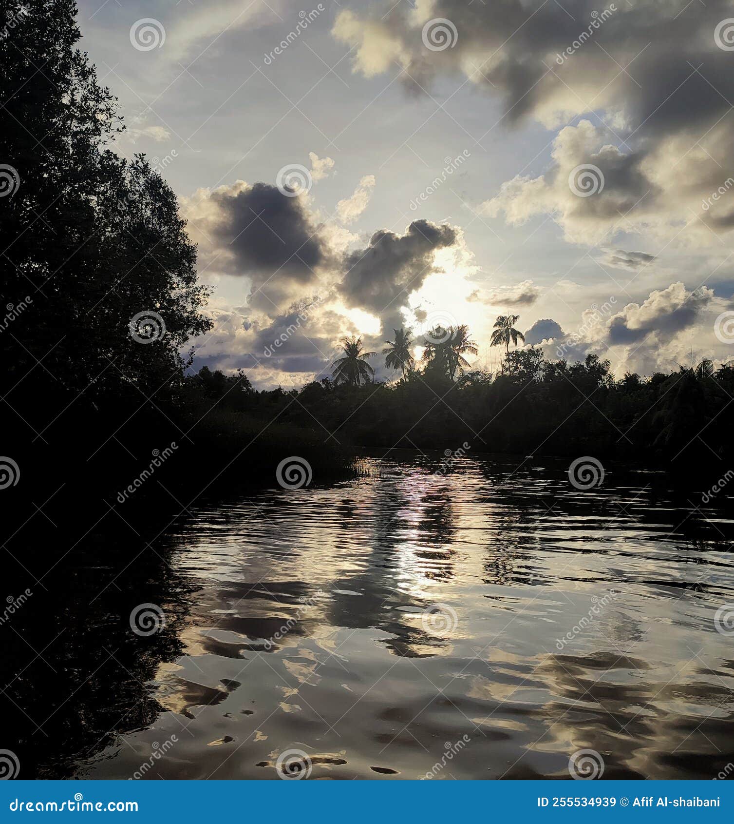 Sunset at Bongawan river stock image. Image of sabah - 255534939
