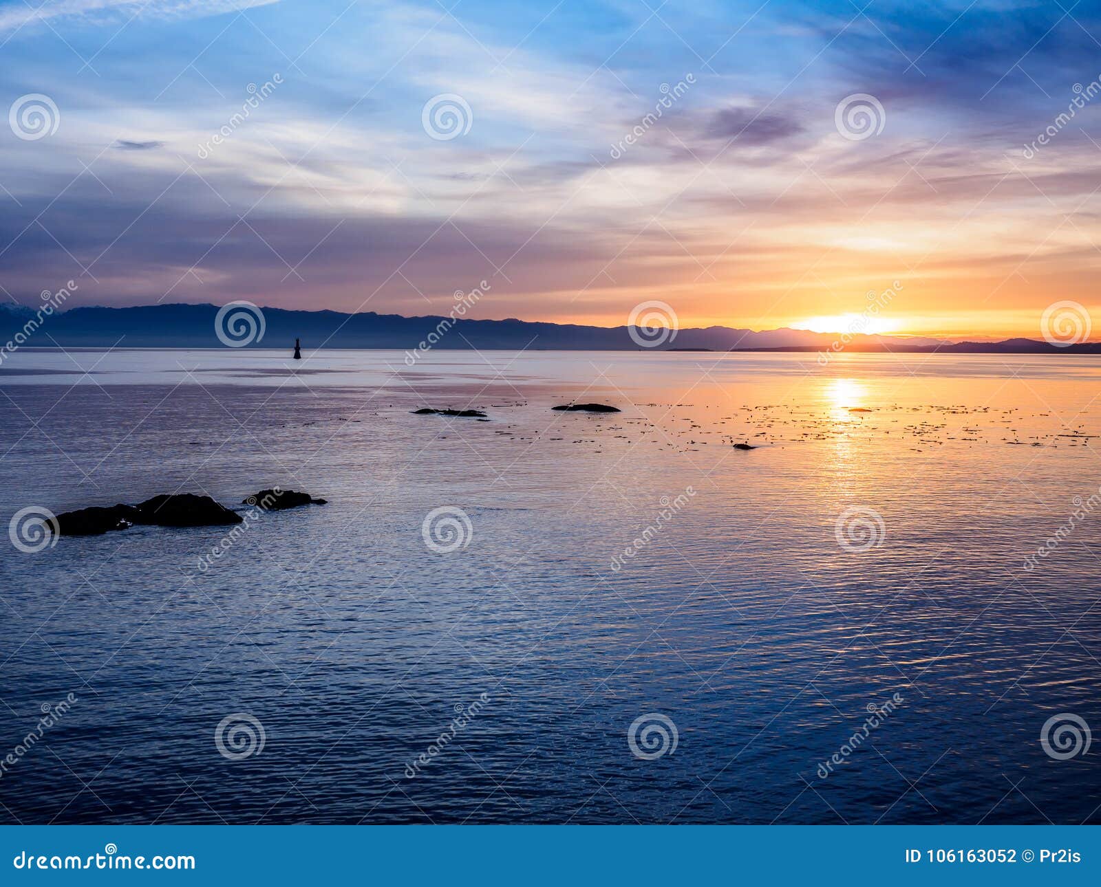 Sunset at the Breakwater in Victoria BC, Canada Stock Photo - Image of ...