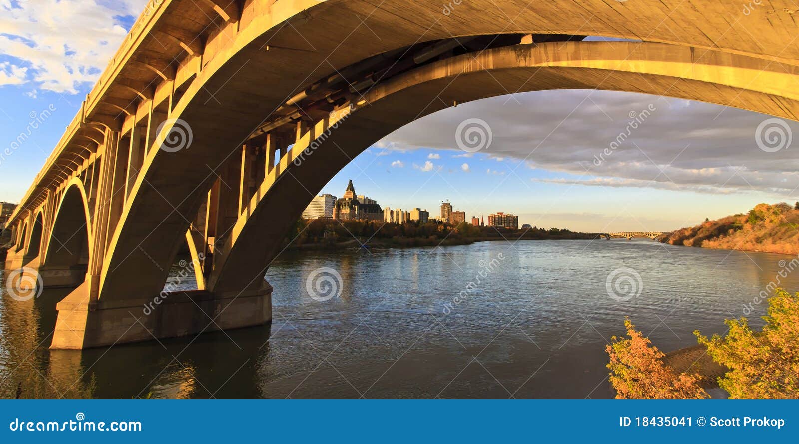 Sunset on the Bridge stock image. Image of tree, skyscraper - 18435041