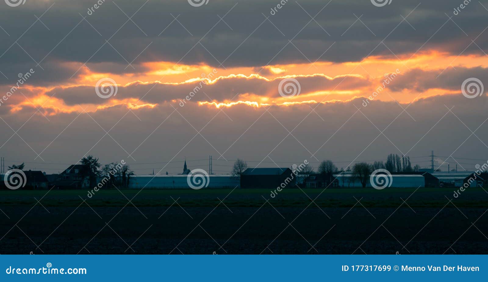 Sunset with Bright Silver Lining at the Edge of the Clouds Stock Image ...