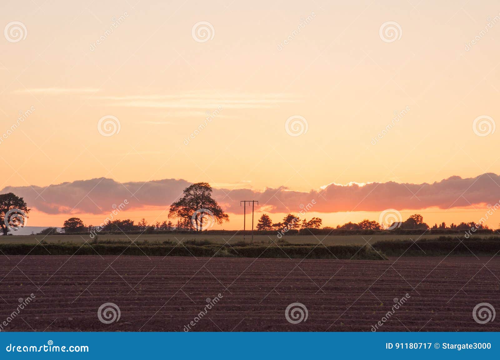 Sunset in the British Countryside. Stock Image - Image of mountain ...