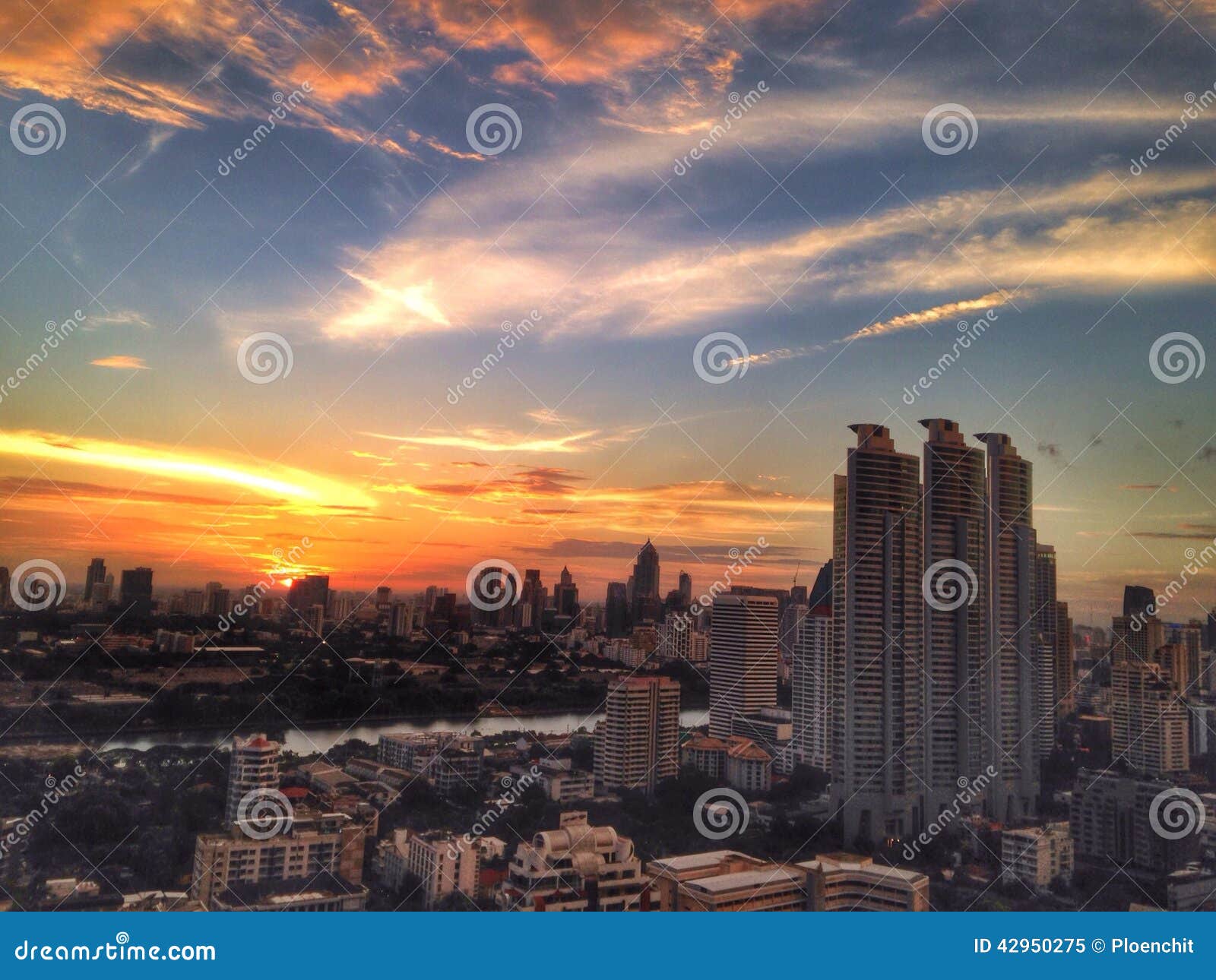 Sunset stock image. Image of sunset, building, clound - 42950275