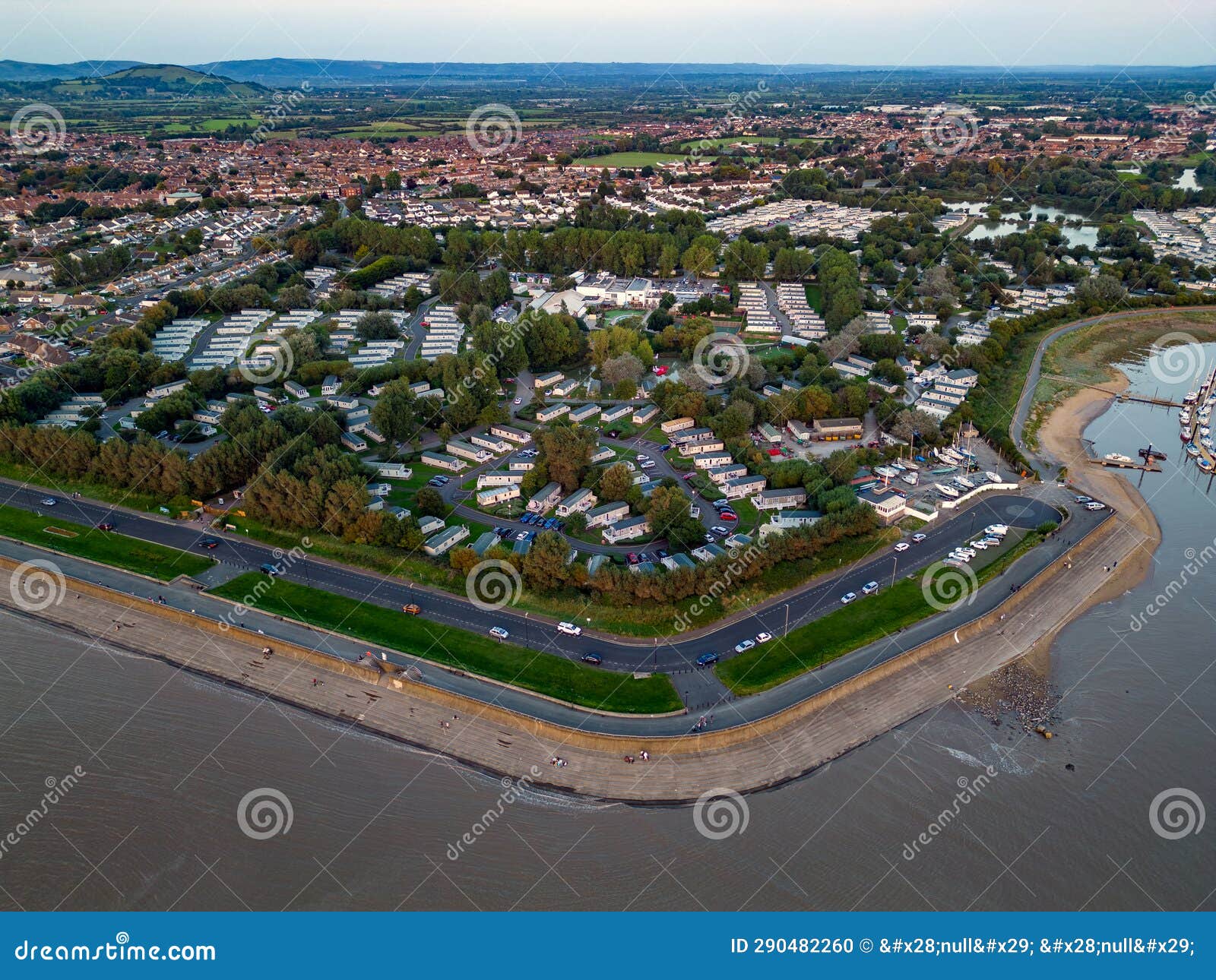 Sunset at Burnham on Sea stock photo. Image of wave - 290482260