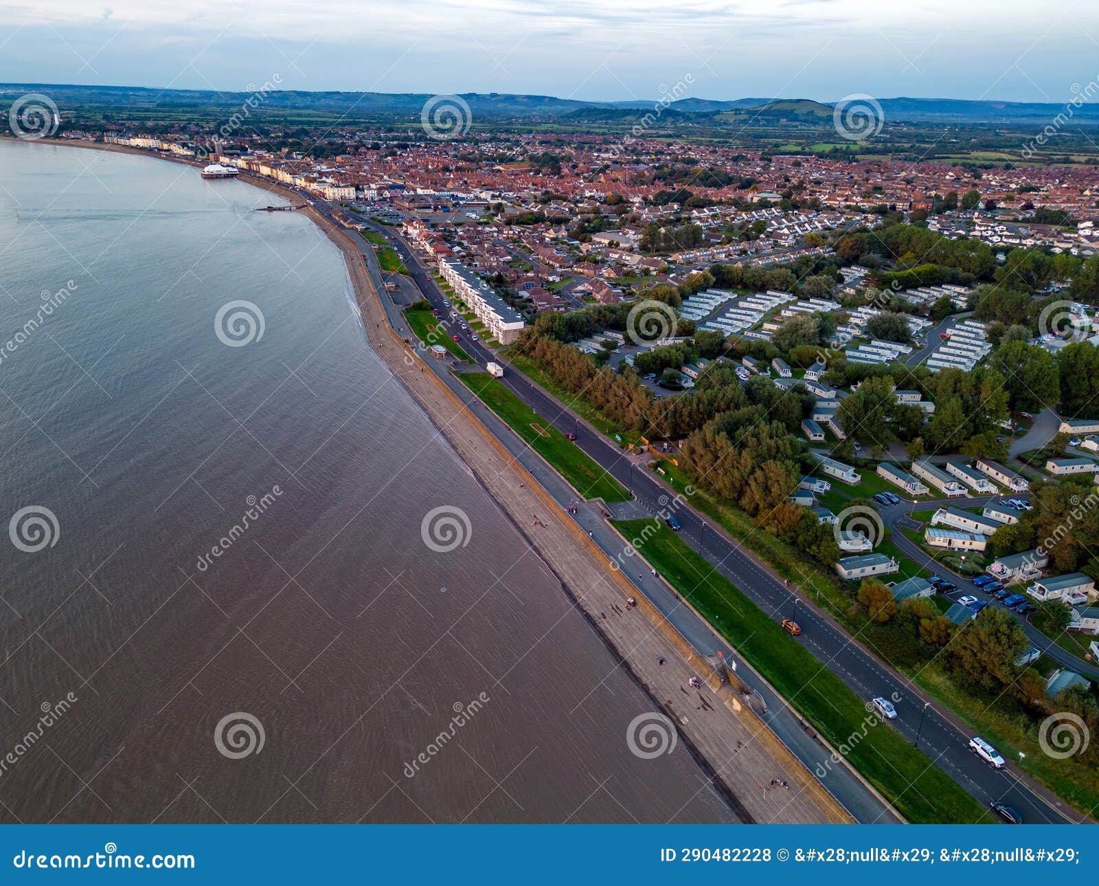 Sunset at Burnham on Sea stock photo. Image of travel - 290482228
