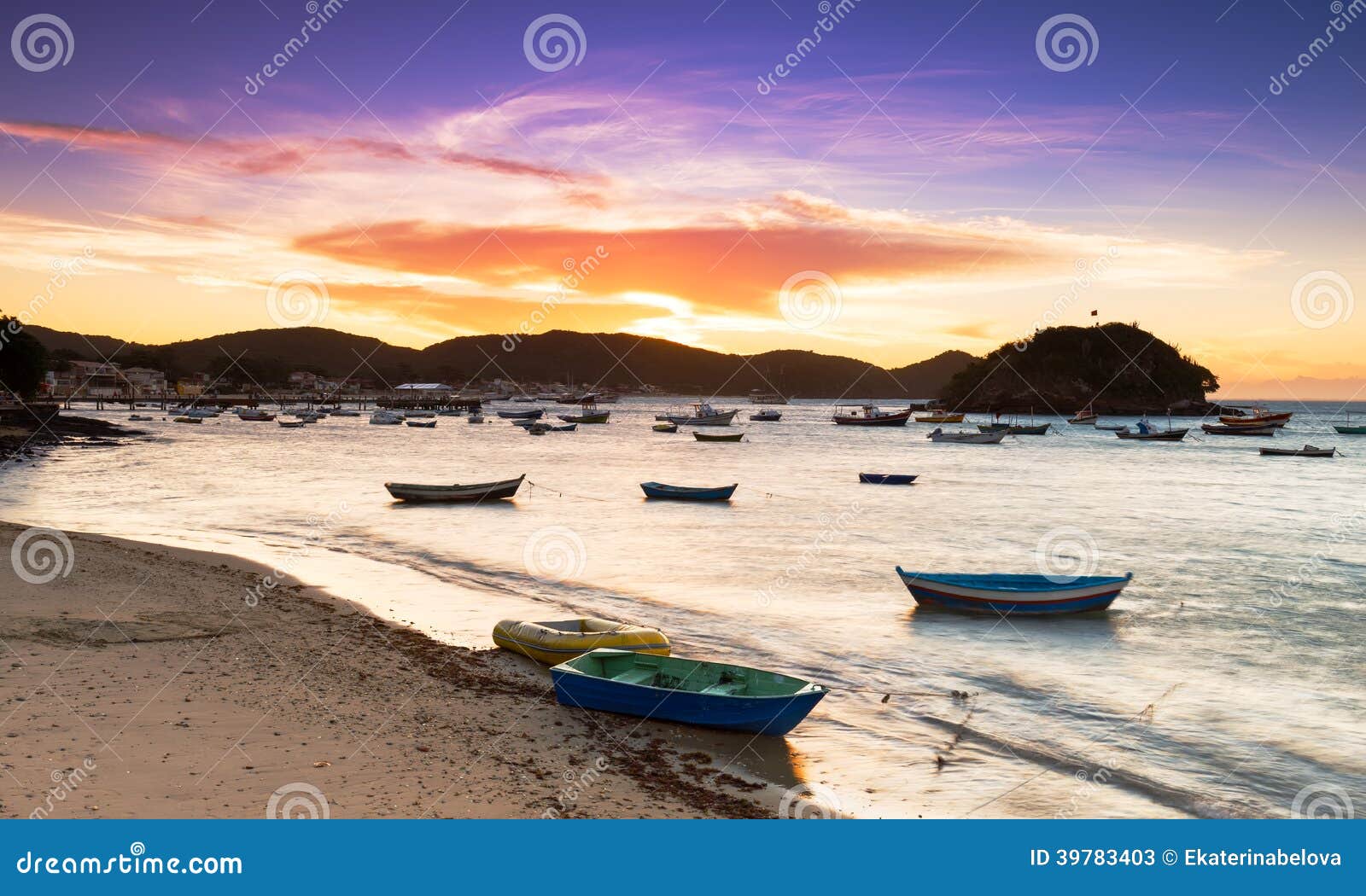 Sunset in Buzios Rio De Janeiro Stock Image - Image of boat, water ...