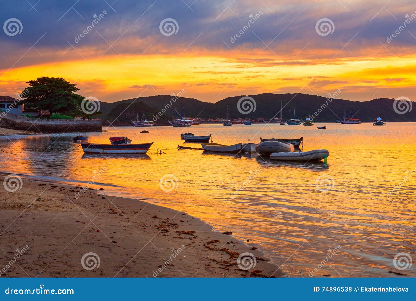 Sunset in Buzios. Rio De Janeiro Stock Photo - Image of water, buzios ...