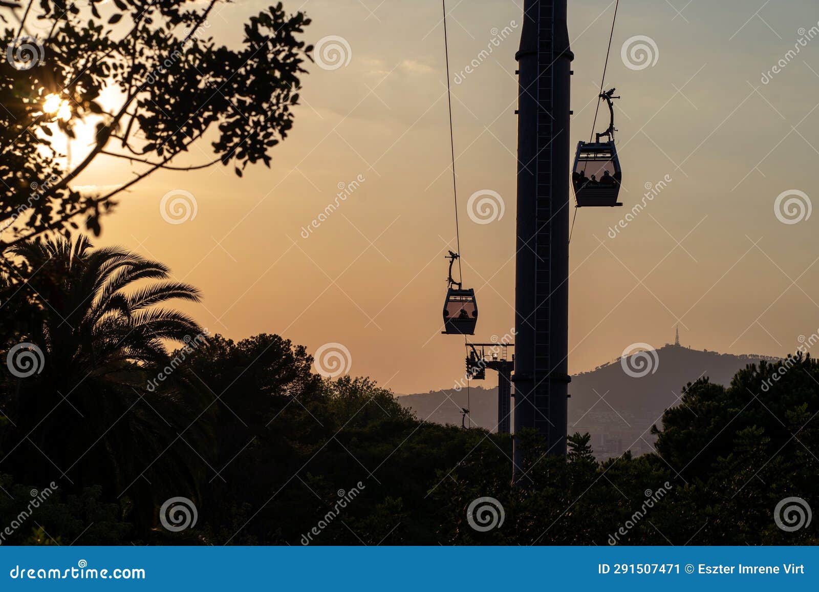 Sunset and cable car editorial photo. Image of yellow - 291507471