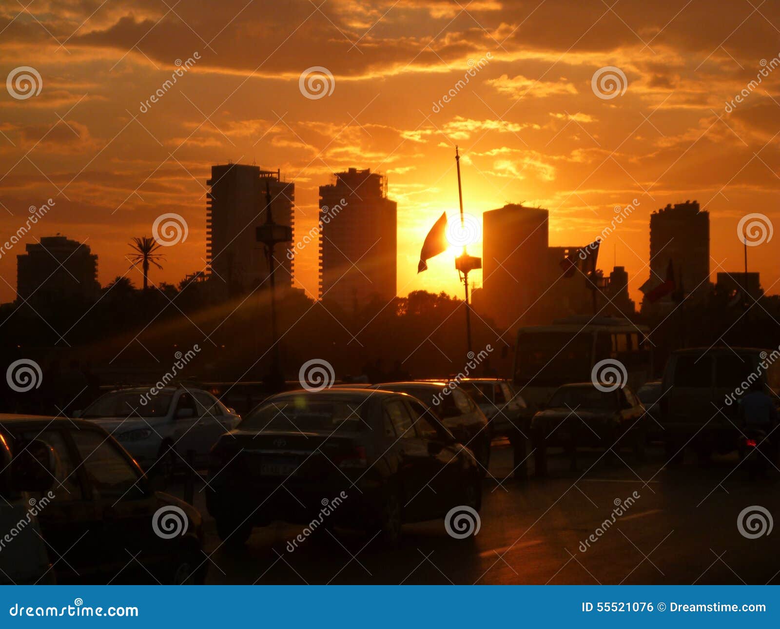 Sunset in cairo stock photo. Image of cairo, bridge, yellow - 55521076