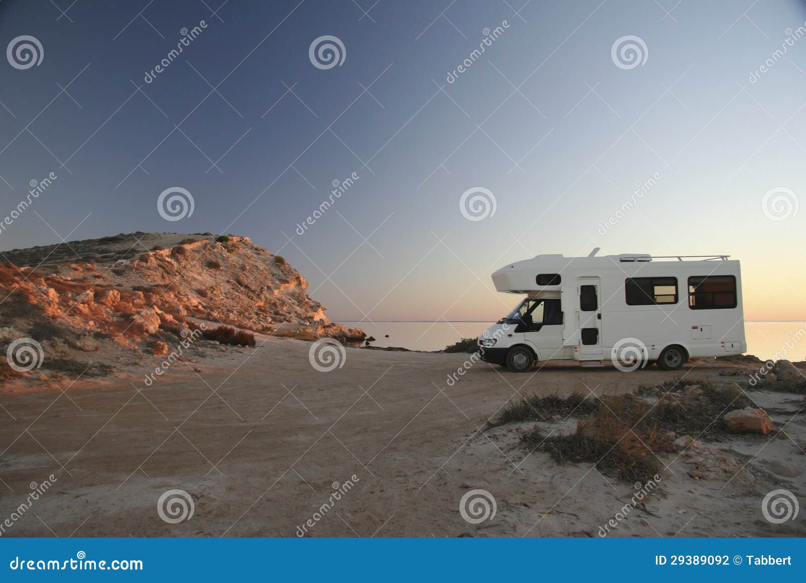 Sunset with Camper at Ocean Shore 8 Stock Photo - Image of position ...
