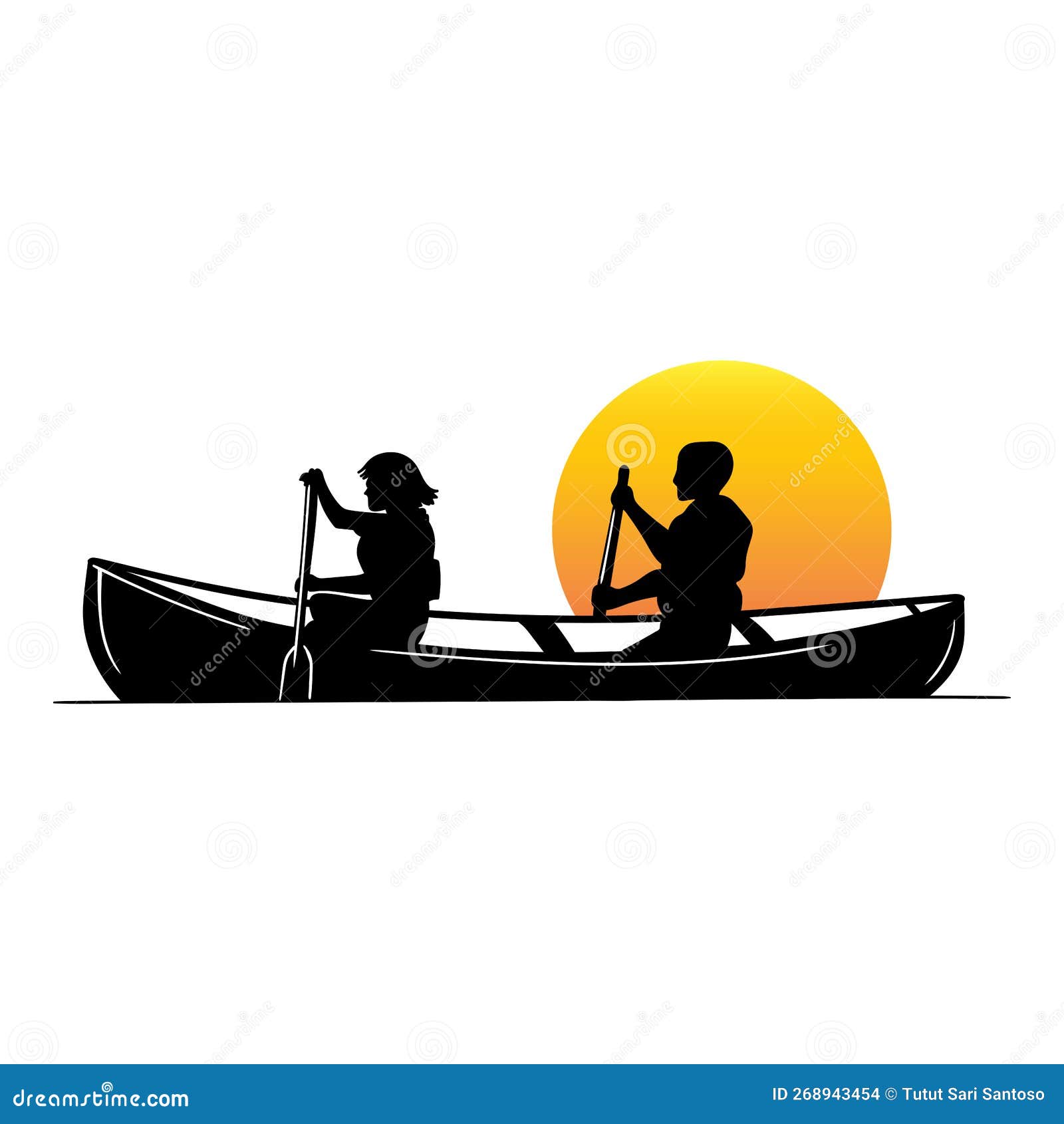 Sunset canoe stock vector. Illustration of clip, people - 268943454