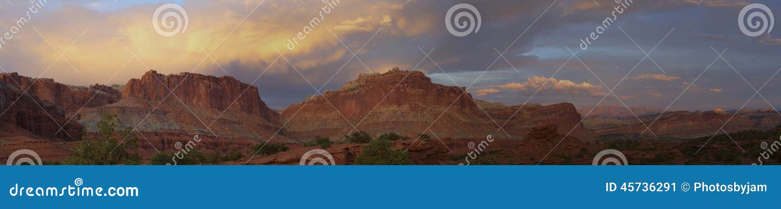 Sunset Capitol Reef National Park at Panorama Point Stock Image - Image ...