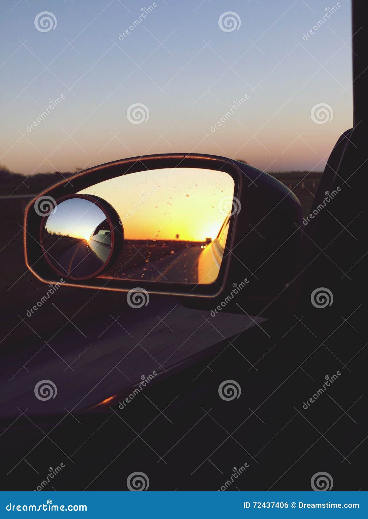 Sunset from Car Mirror on an Everyday Drive Stock Photo - Image of ...
