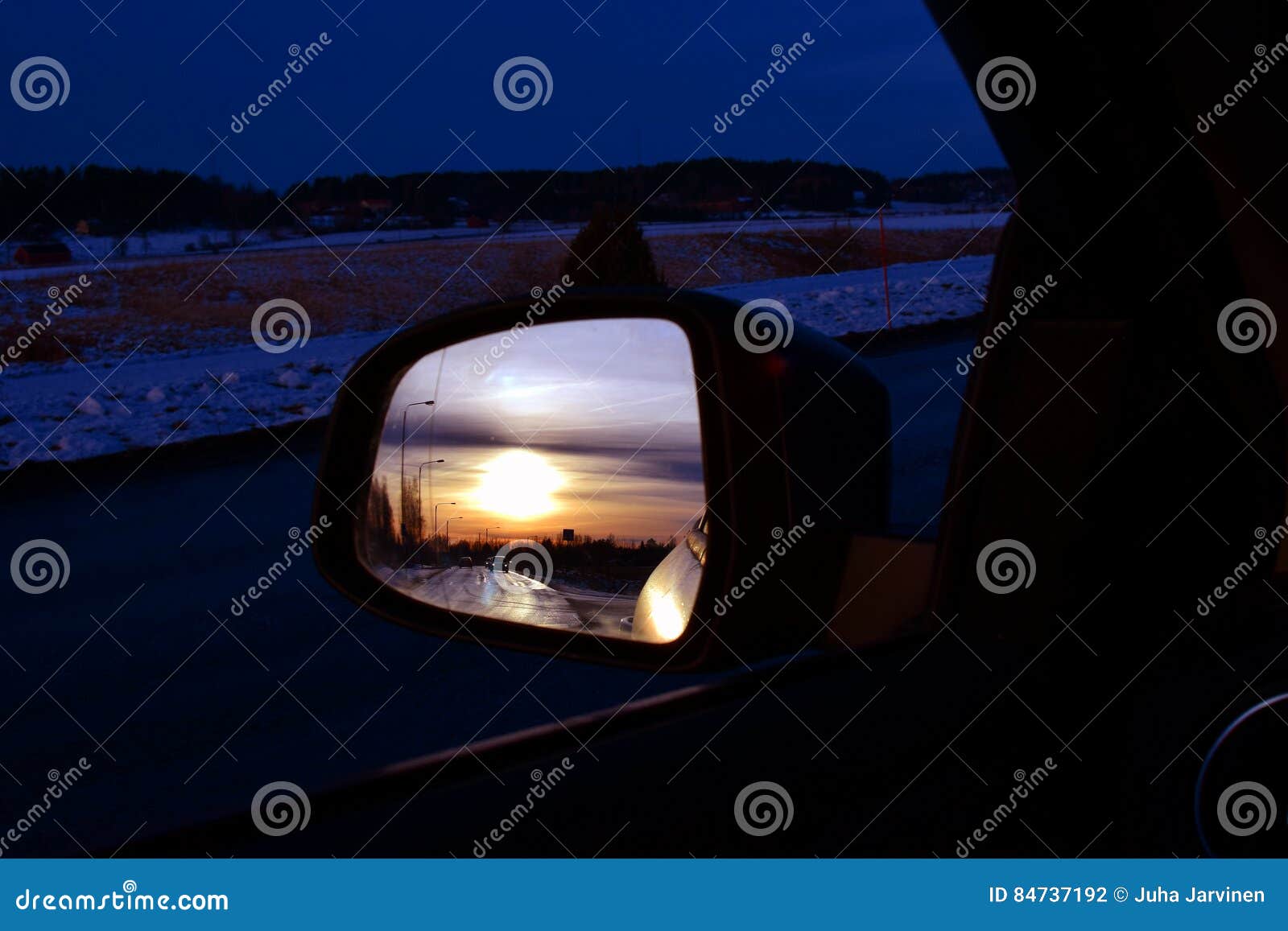 Sunset in Car Side-view Mirror Stock Photo - Image of rear, sideview ...