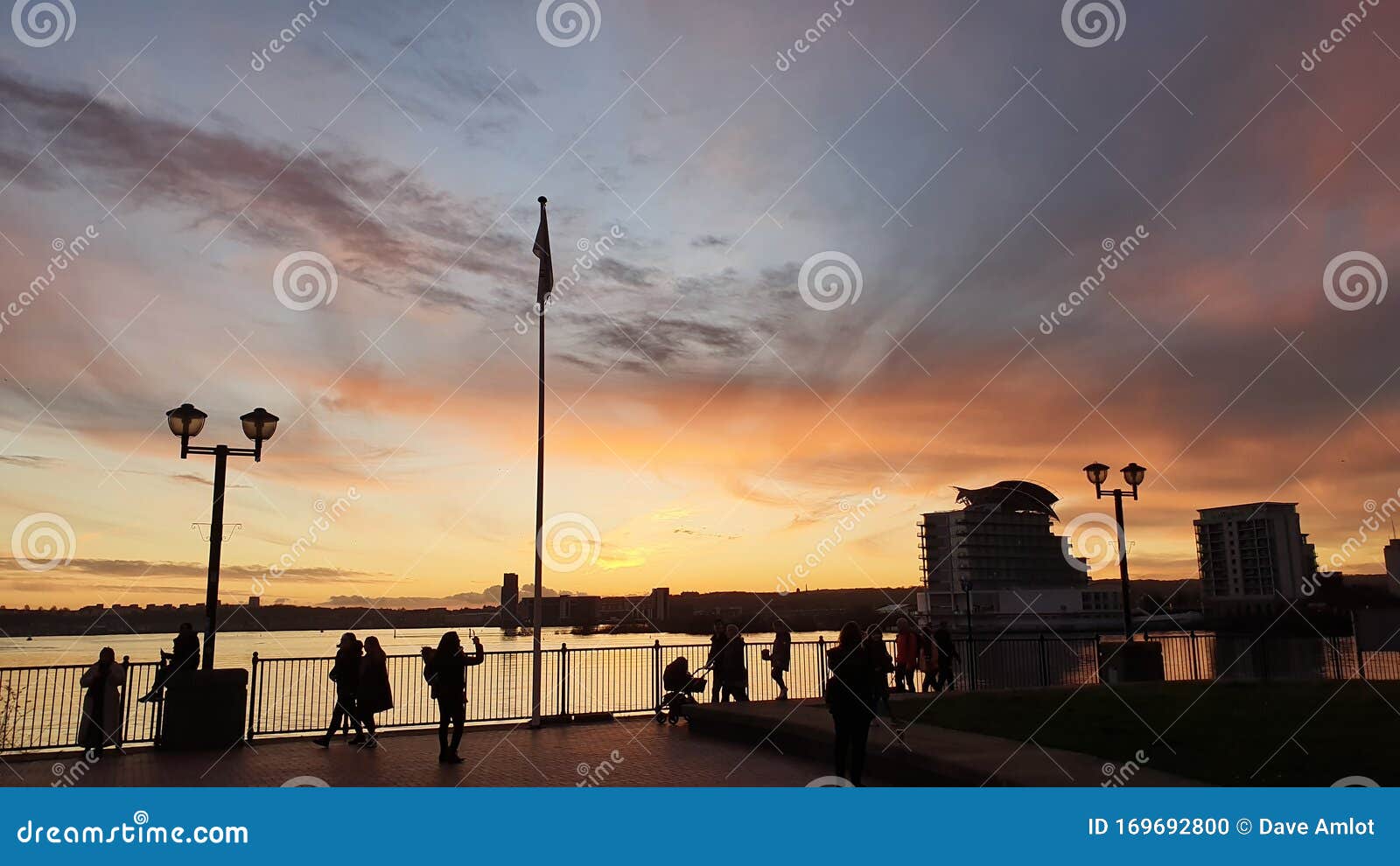 Sunset on Cardiff bay stock photo. Image of sunset, cardiff - 169692800