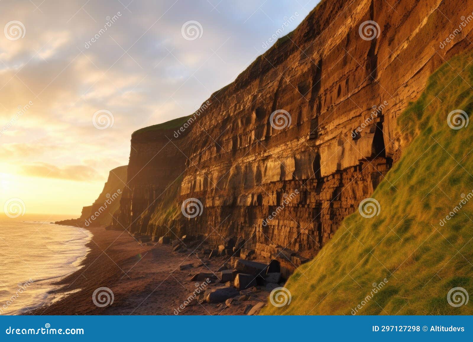 Sunset Casting Light on Eroded Cliff Face Stock Photo - Image of cliff ...