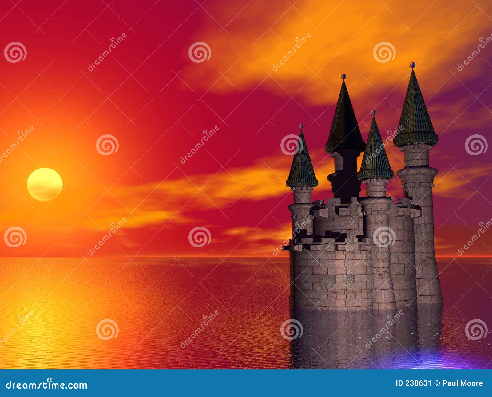 Sunset Castle stock image. Image of black, spooky, castle - 238631
