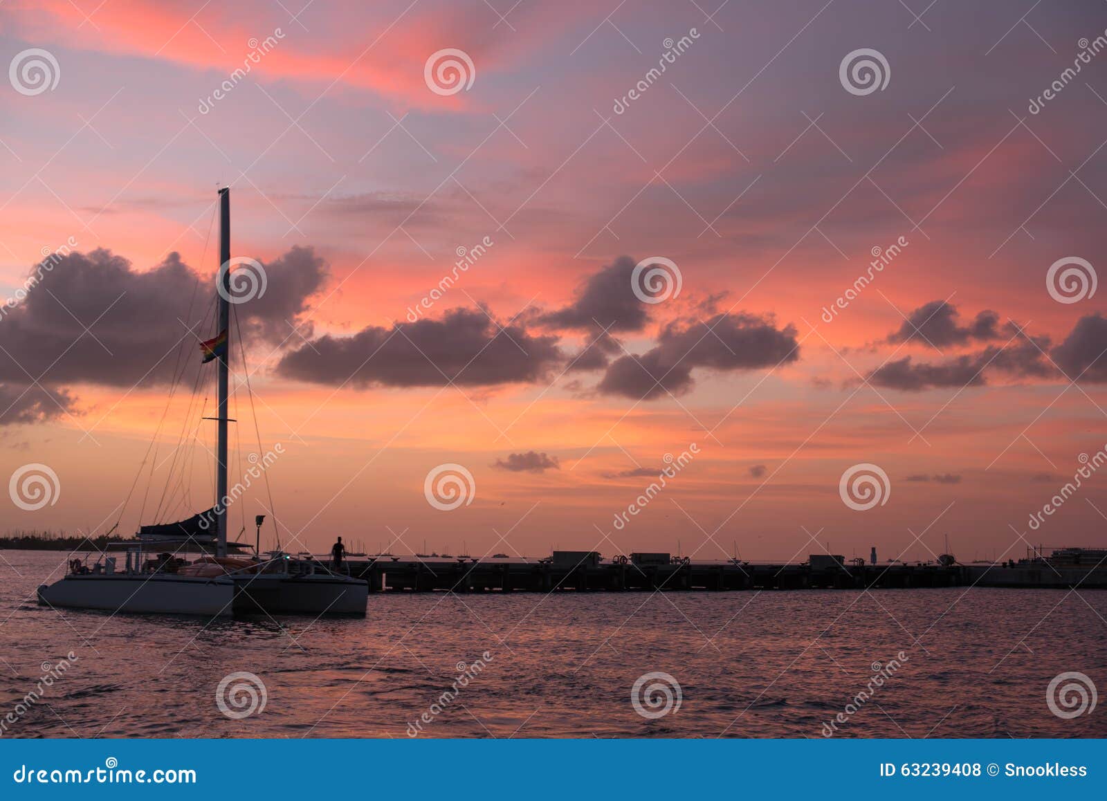 Sunset with Catamaran stock photo. Image of life, outdoor - 63239408