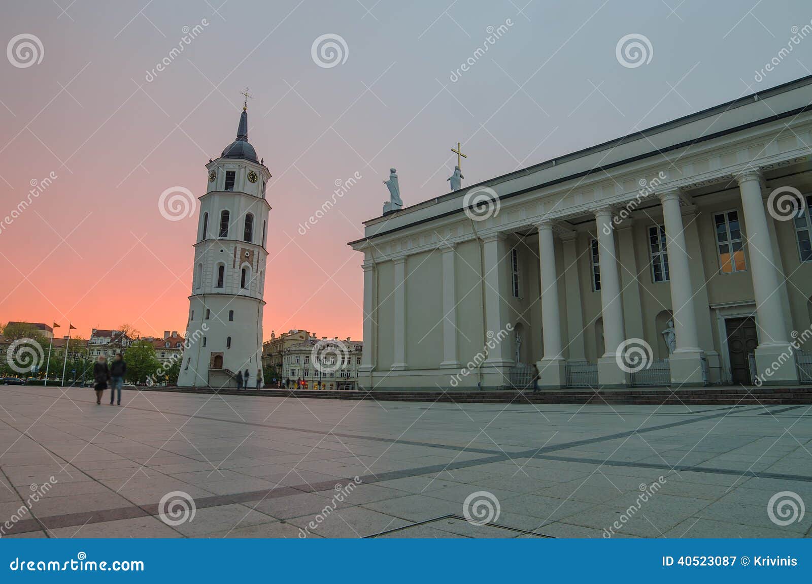 Sunset in Cathedral Square of Vilnius, Lithuania Stock Image - Image of ...