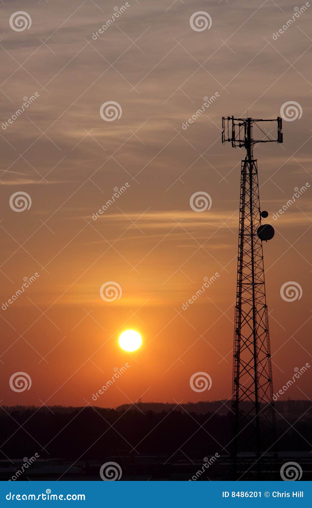 Sunset Cell Tower stock image. Image of data, information - 8486201